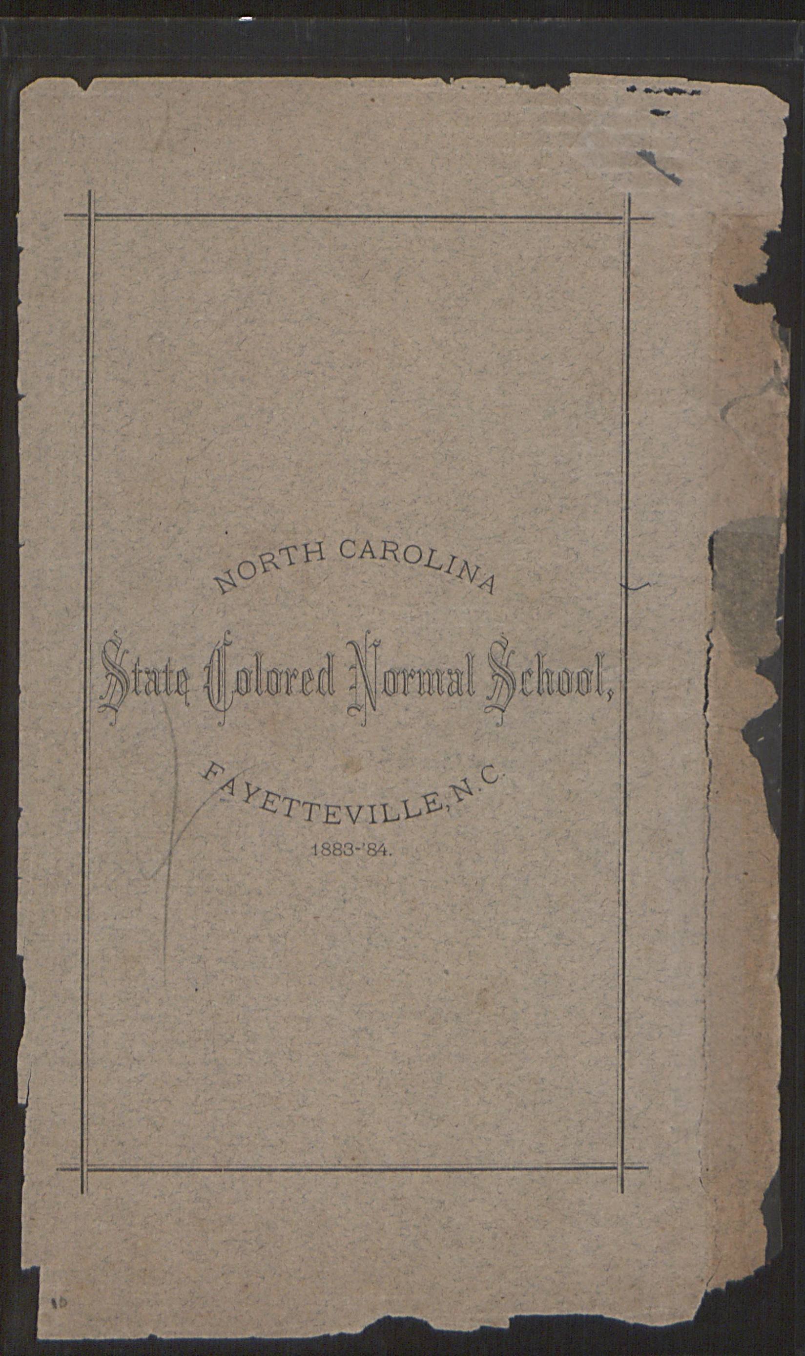 North Carolina State Colored Normal School Catalog [1883-1884]