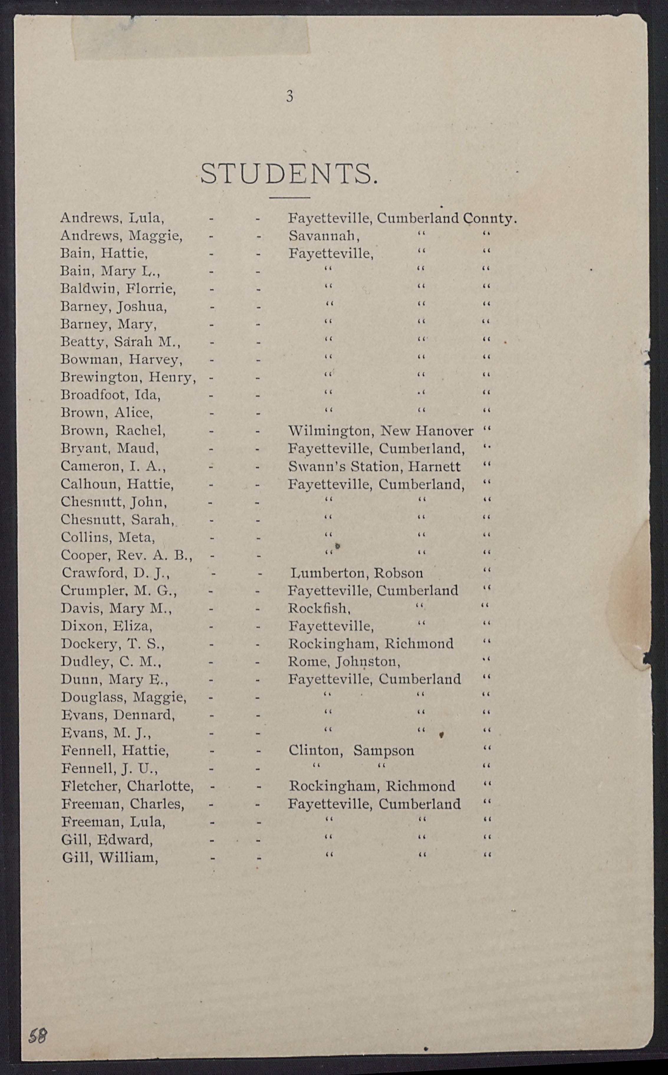 North Carolina State Colored Normal School Catalog [1890-1891]
