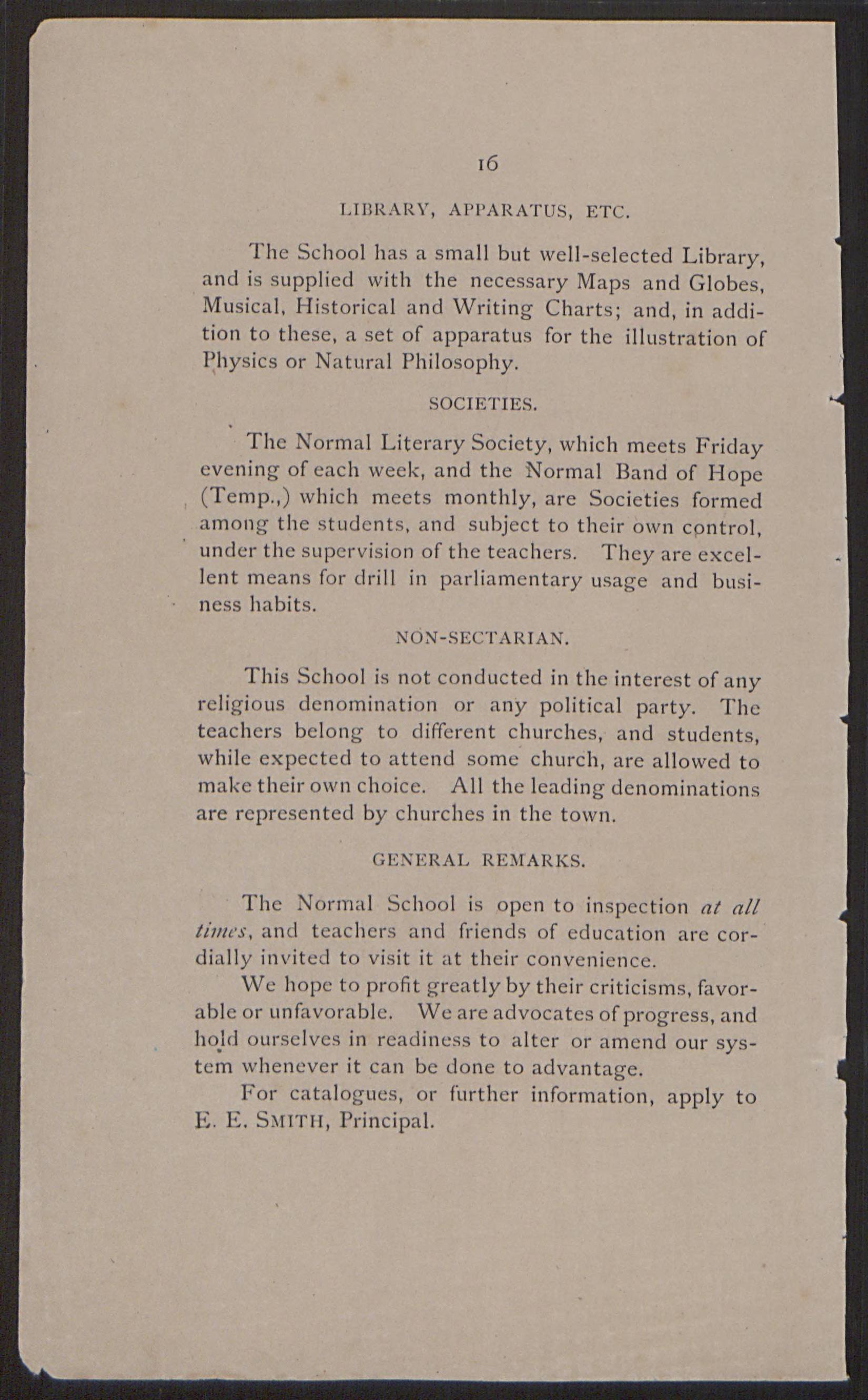 North Carolina State Colored Normal School Catalog [1885-1886]