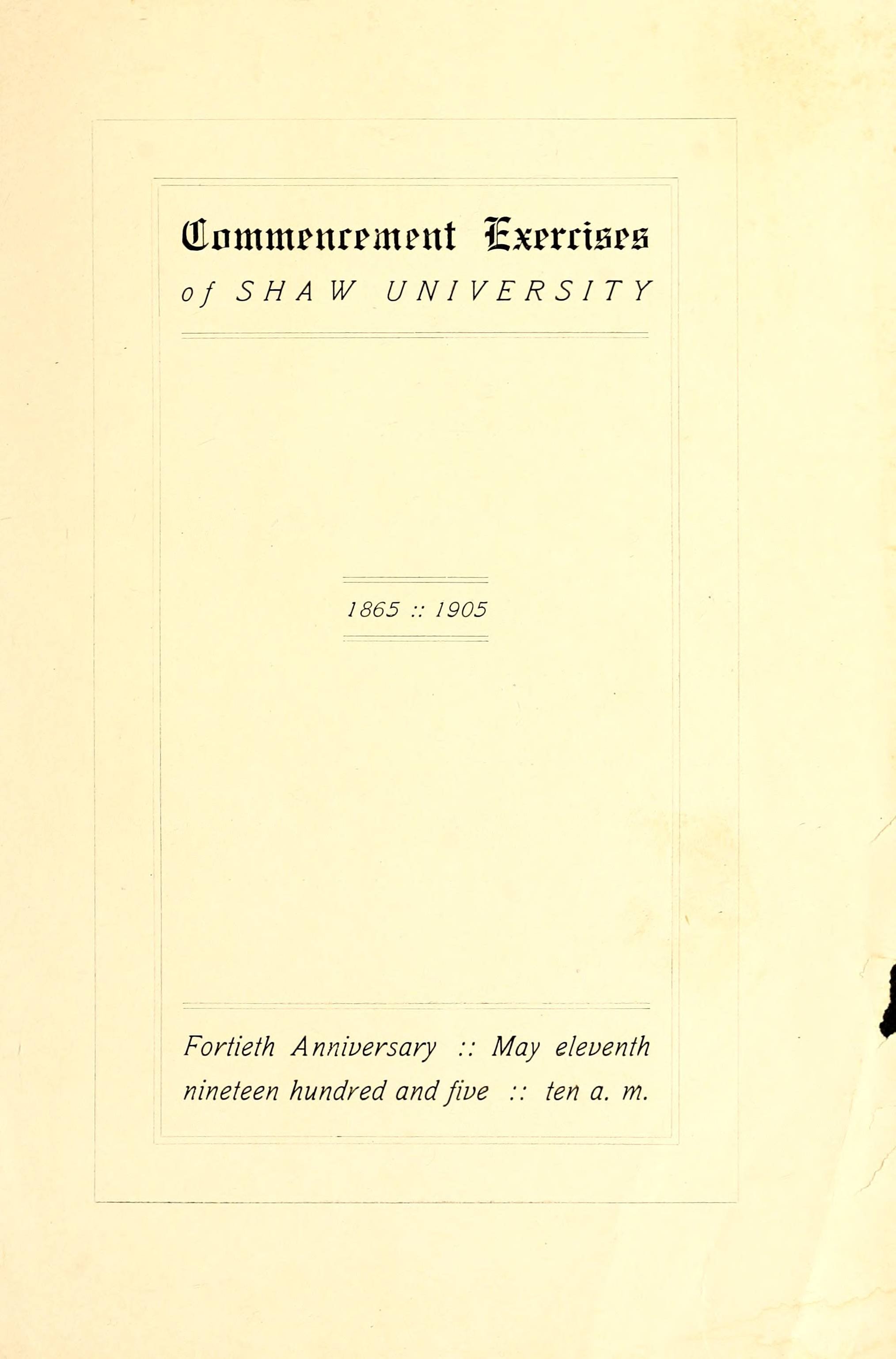 Commencement Exercises Shaw University [1905]