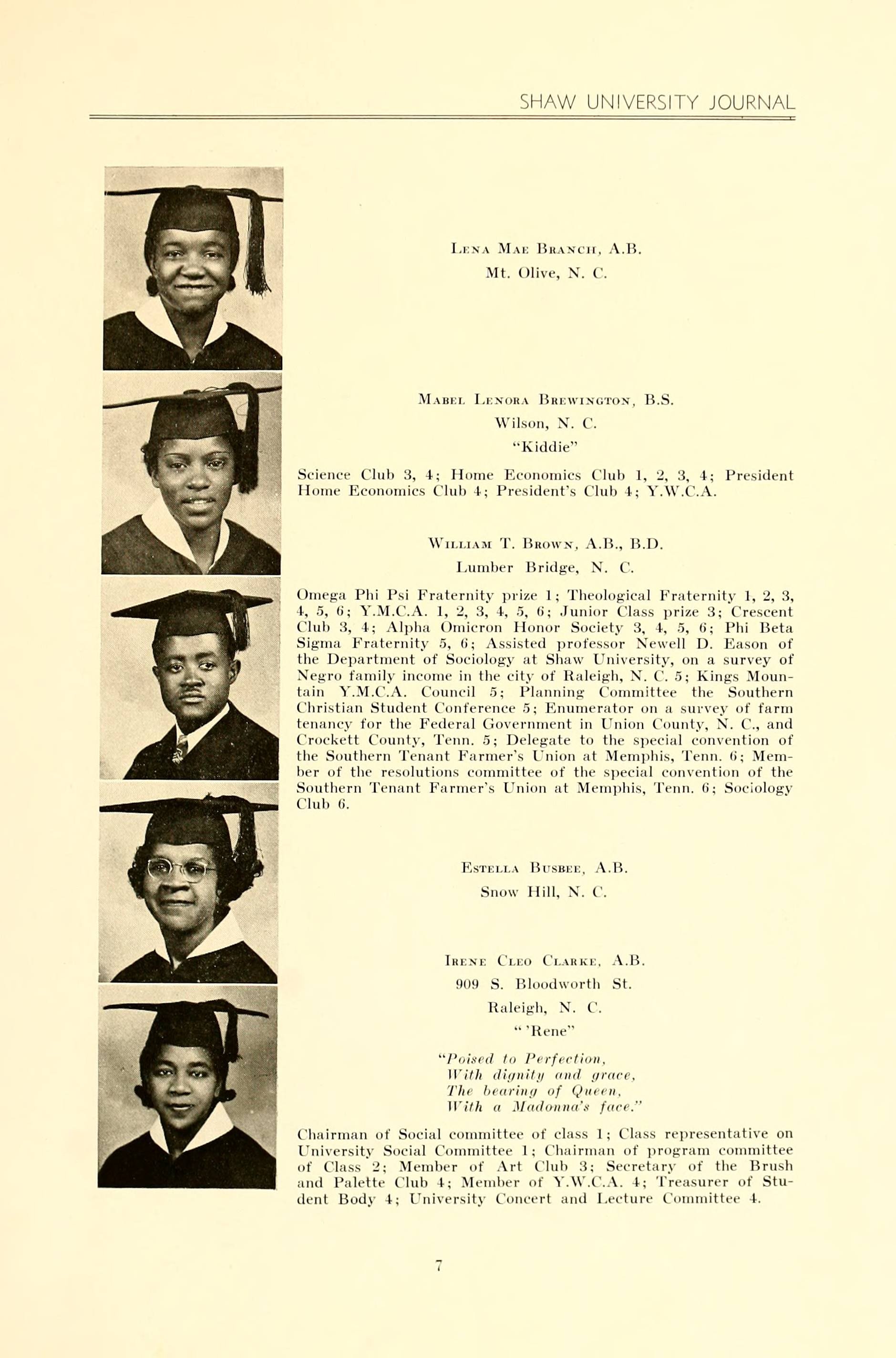 The Shaw University Journal: Commencement Number [1938]