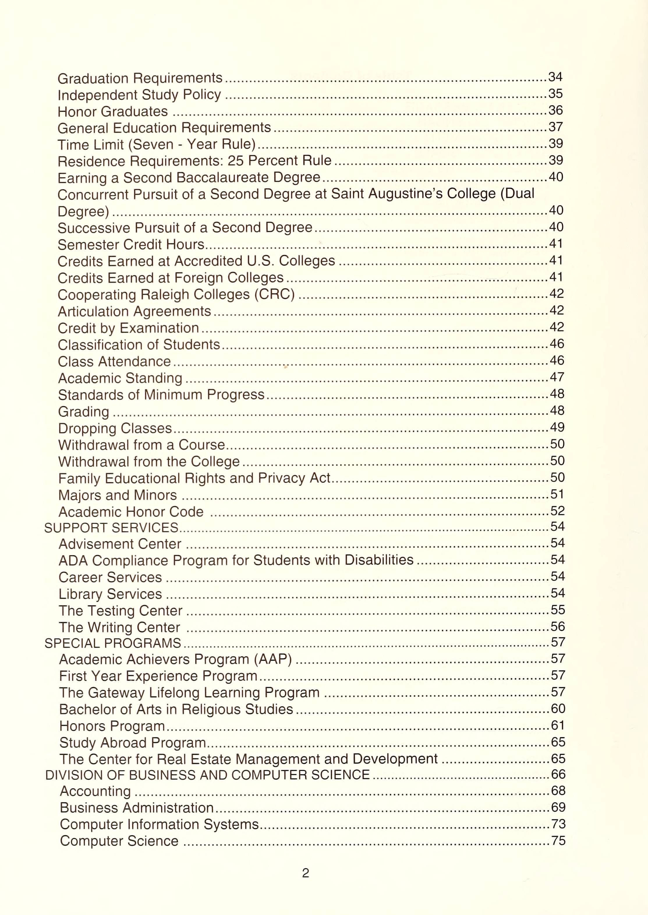 Saint Augustine's College Catalog [2010-2012]