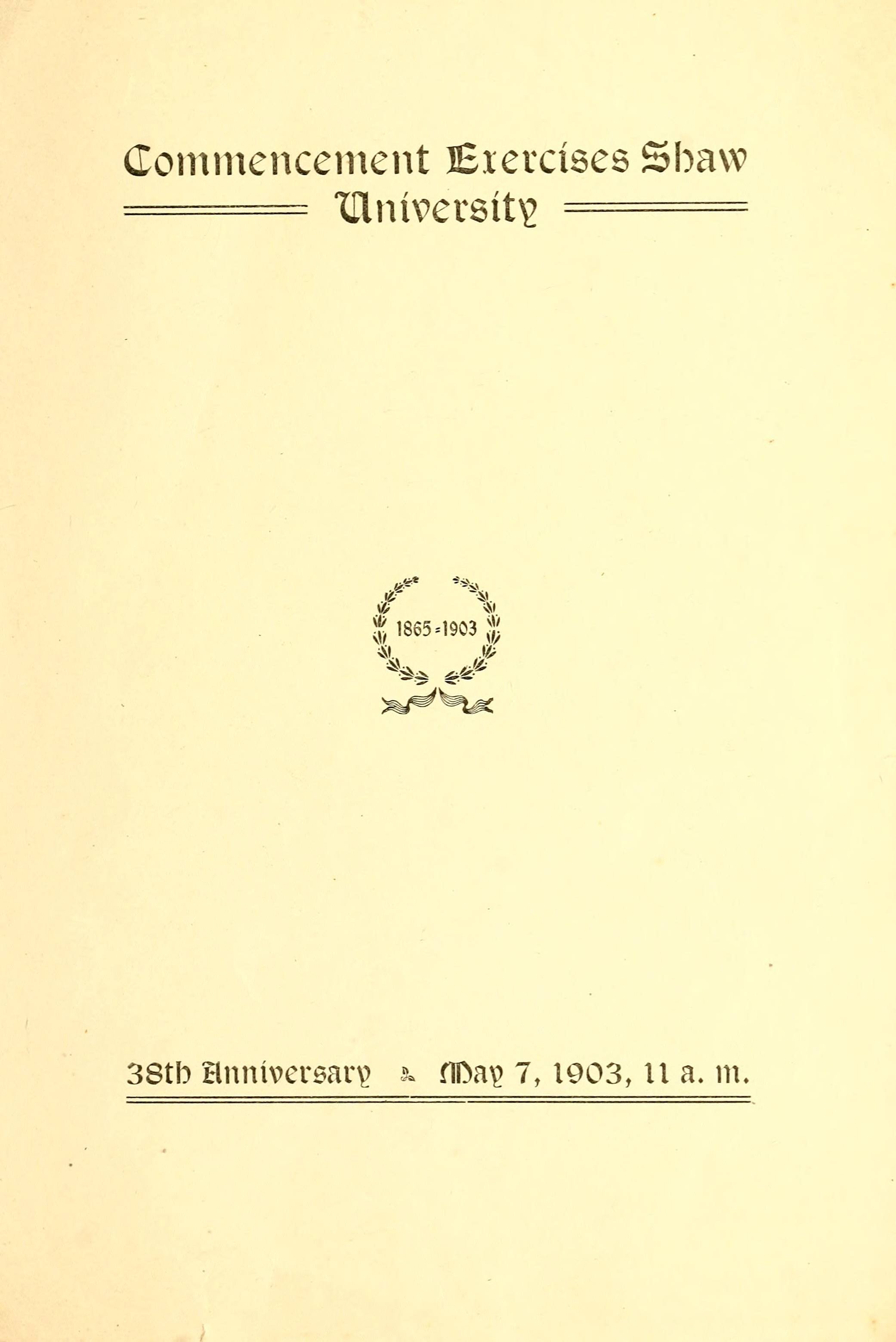 Commencement Exercises Shaw University [1903]