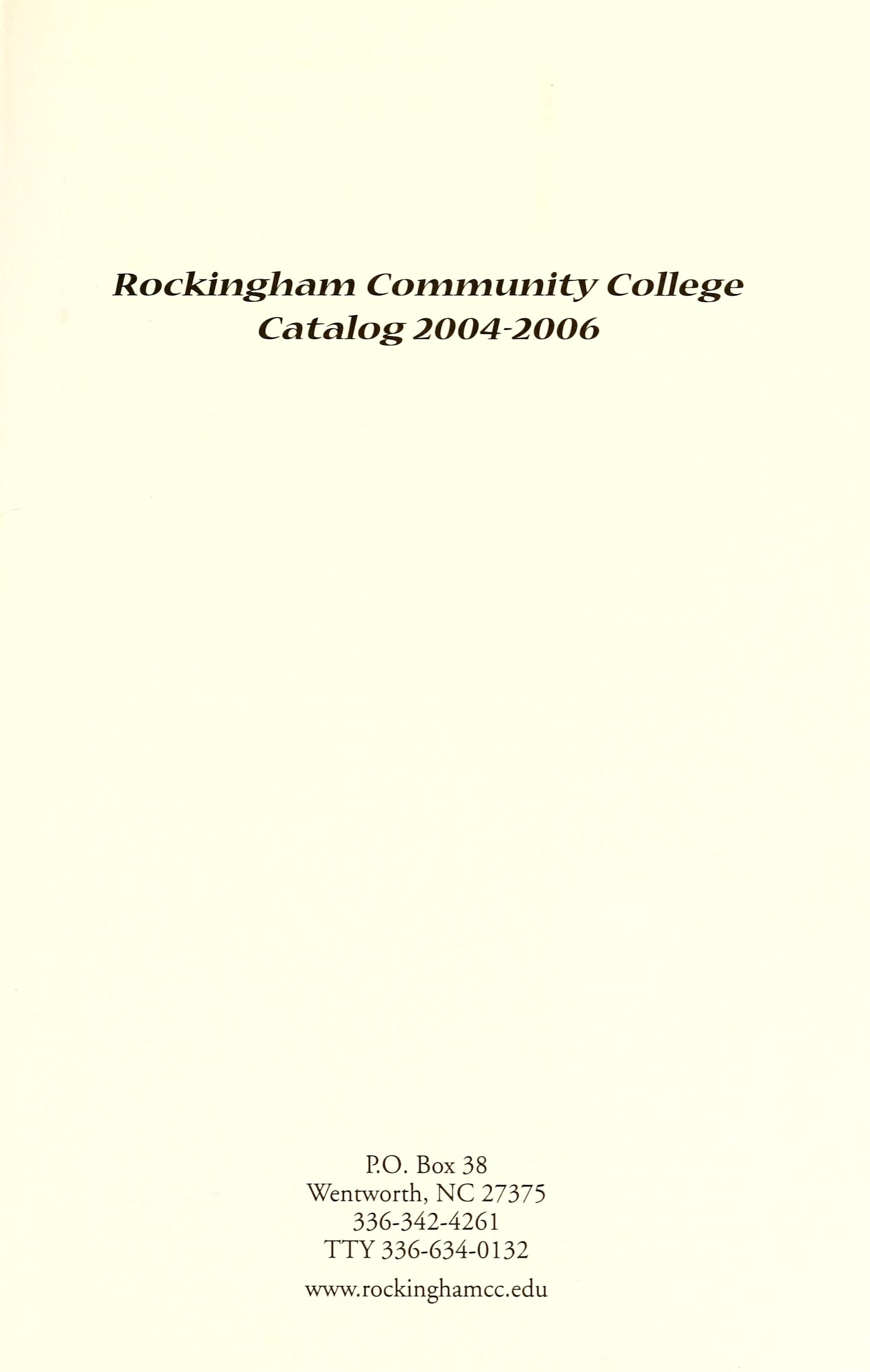 Rockingham Community College Catalog [2004-2006]