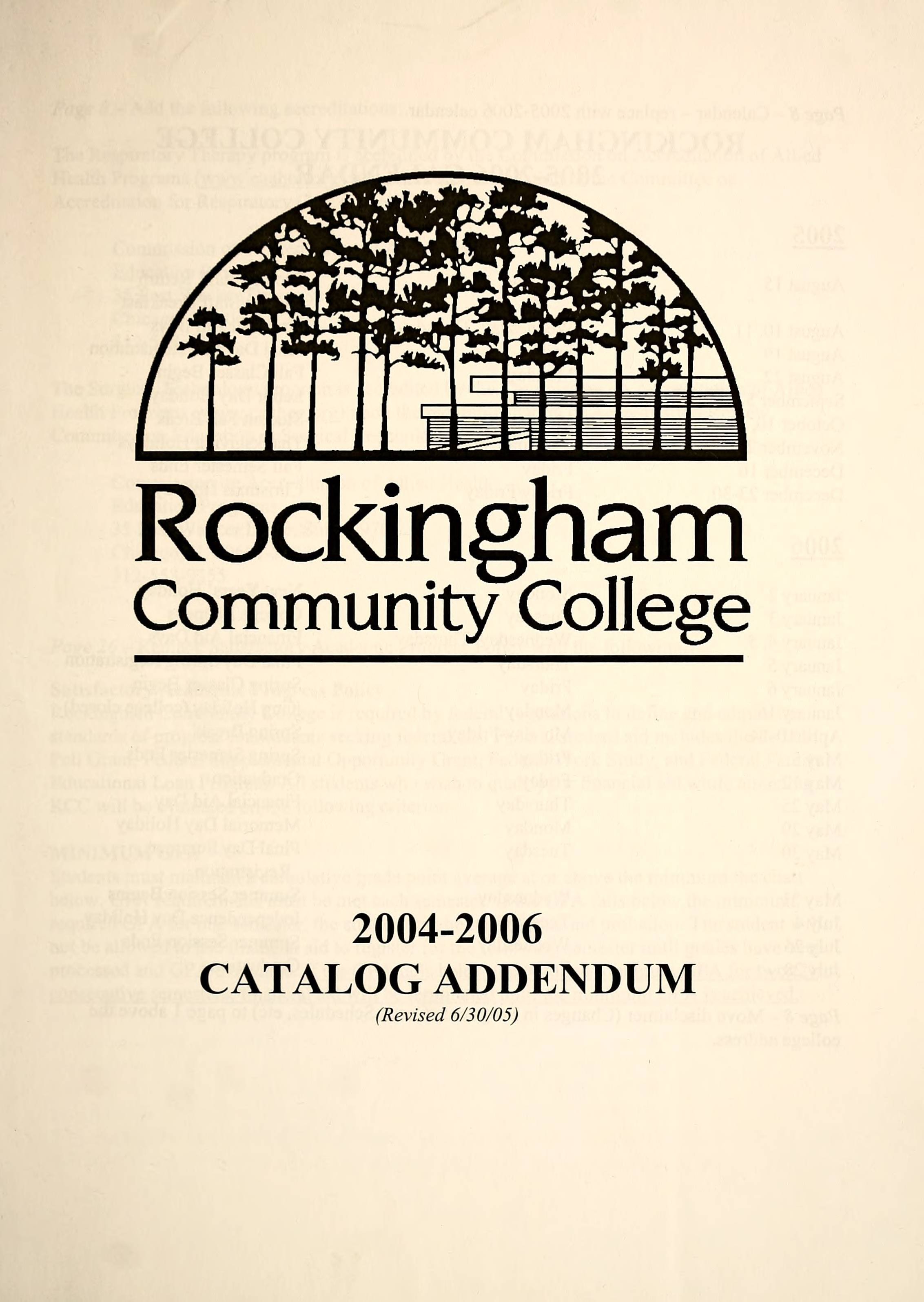 Rockingham Community College Catalog Addendum [2004-2006]