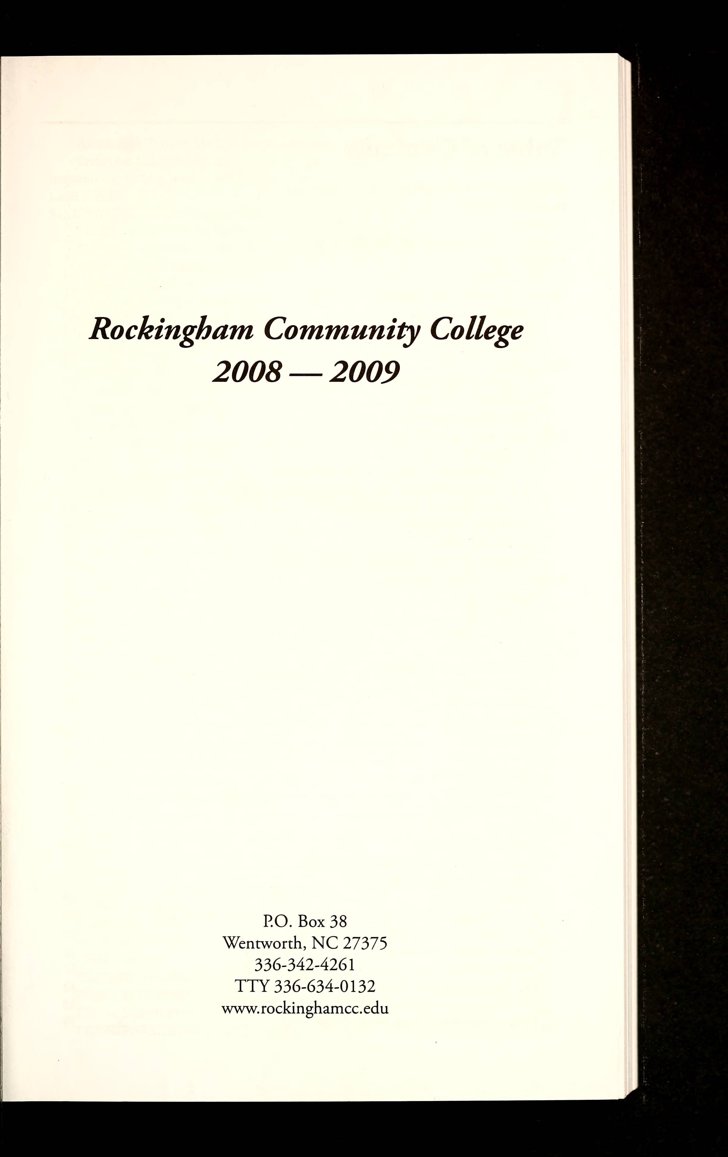 Rockingham Community College Catalog [2008-2009]