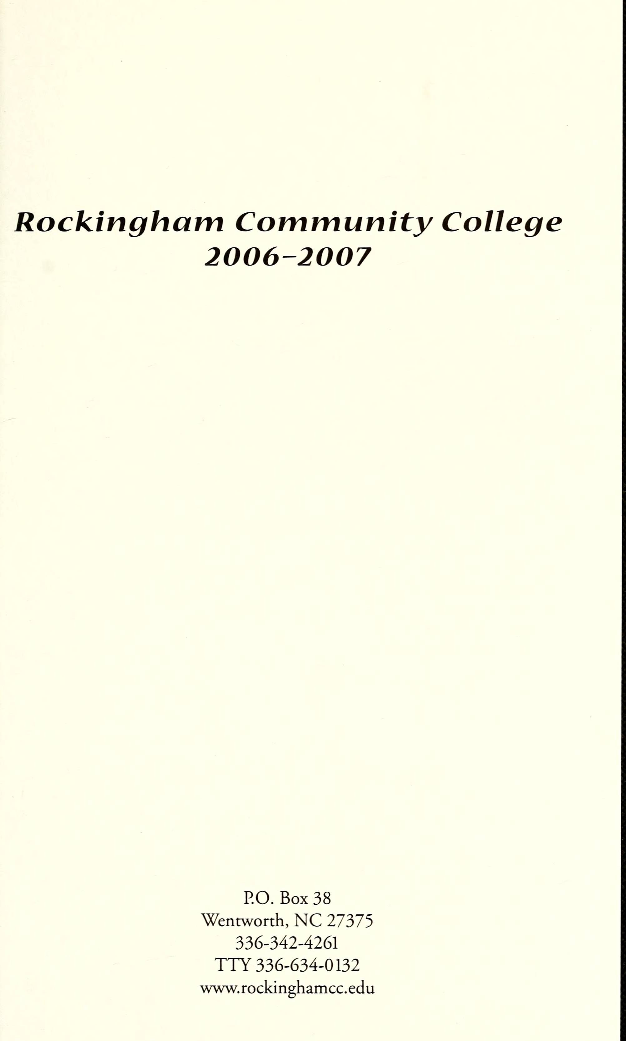 Rockingham Community College Catalog [2006-2007]