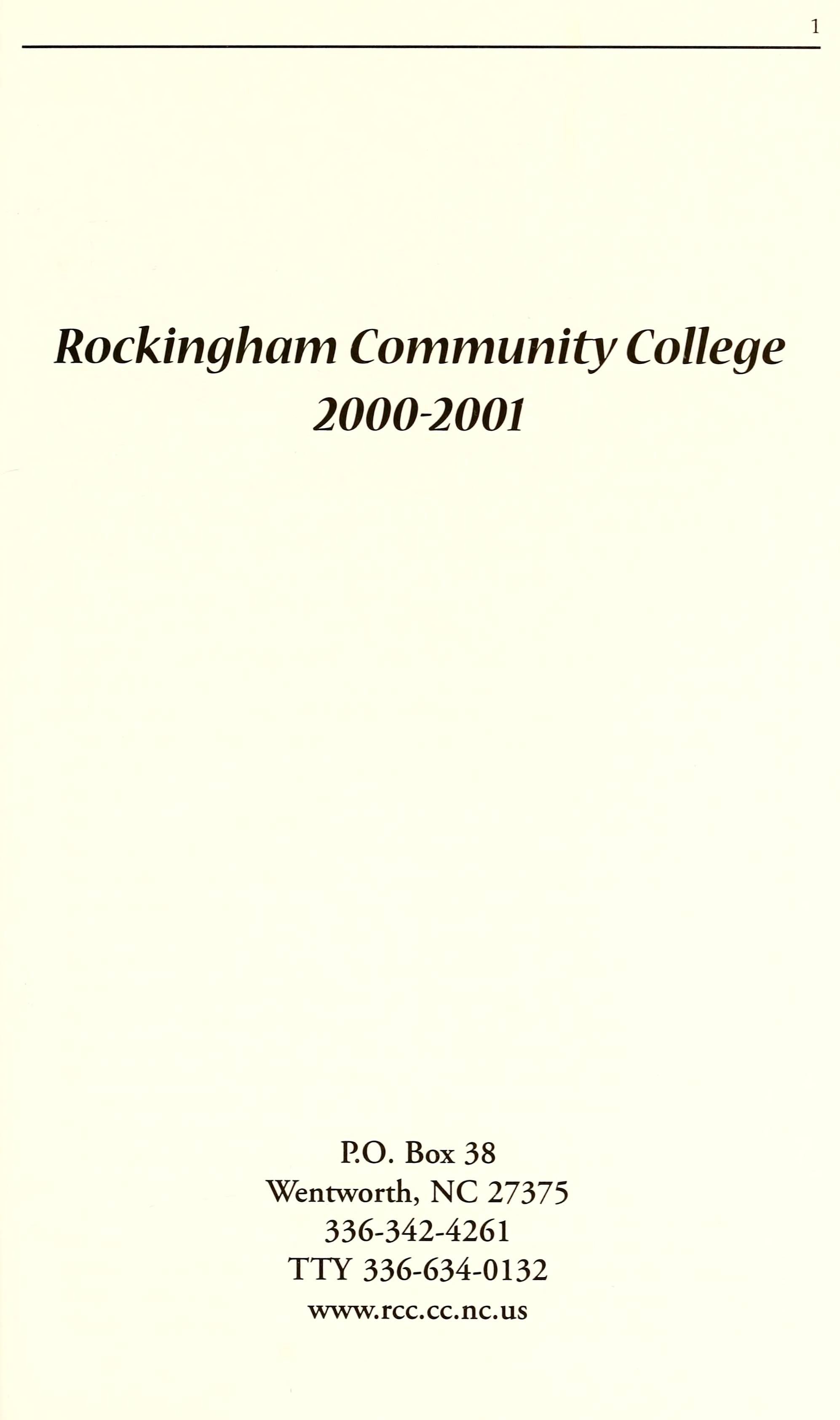 Rockingham Community College Catalog [2001-2002]