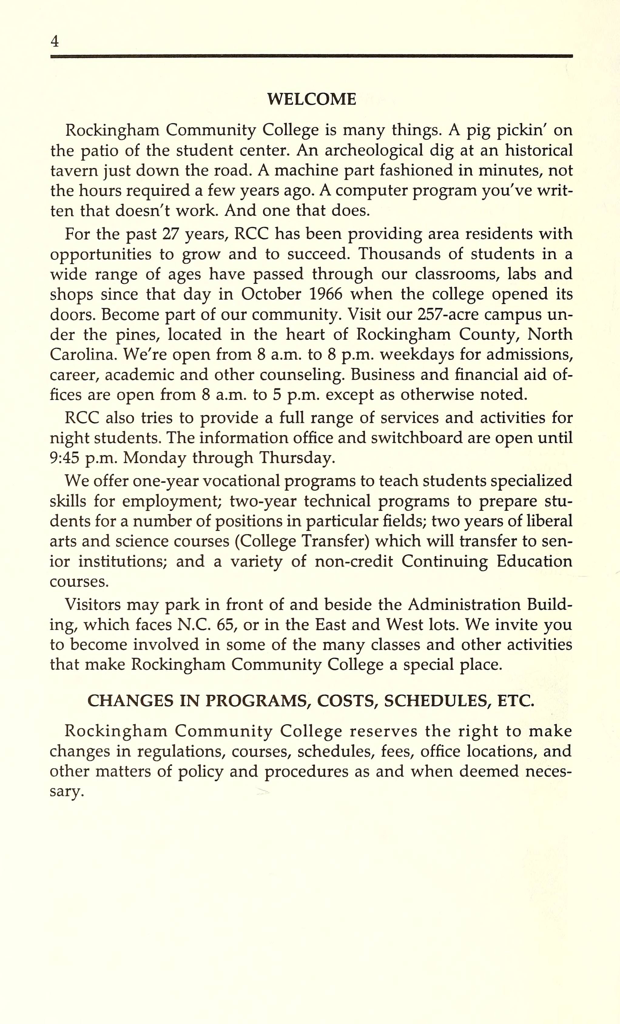 Rockingham Community College Catalog [1993-1994]