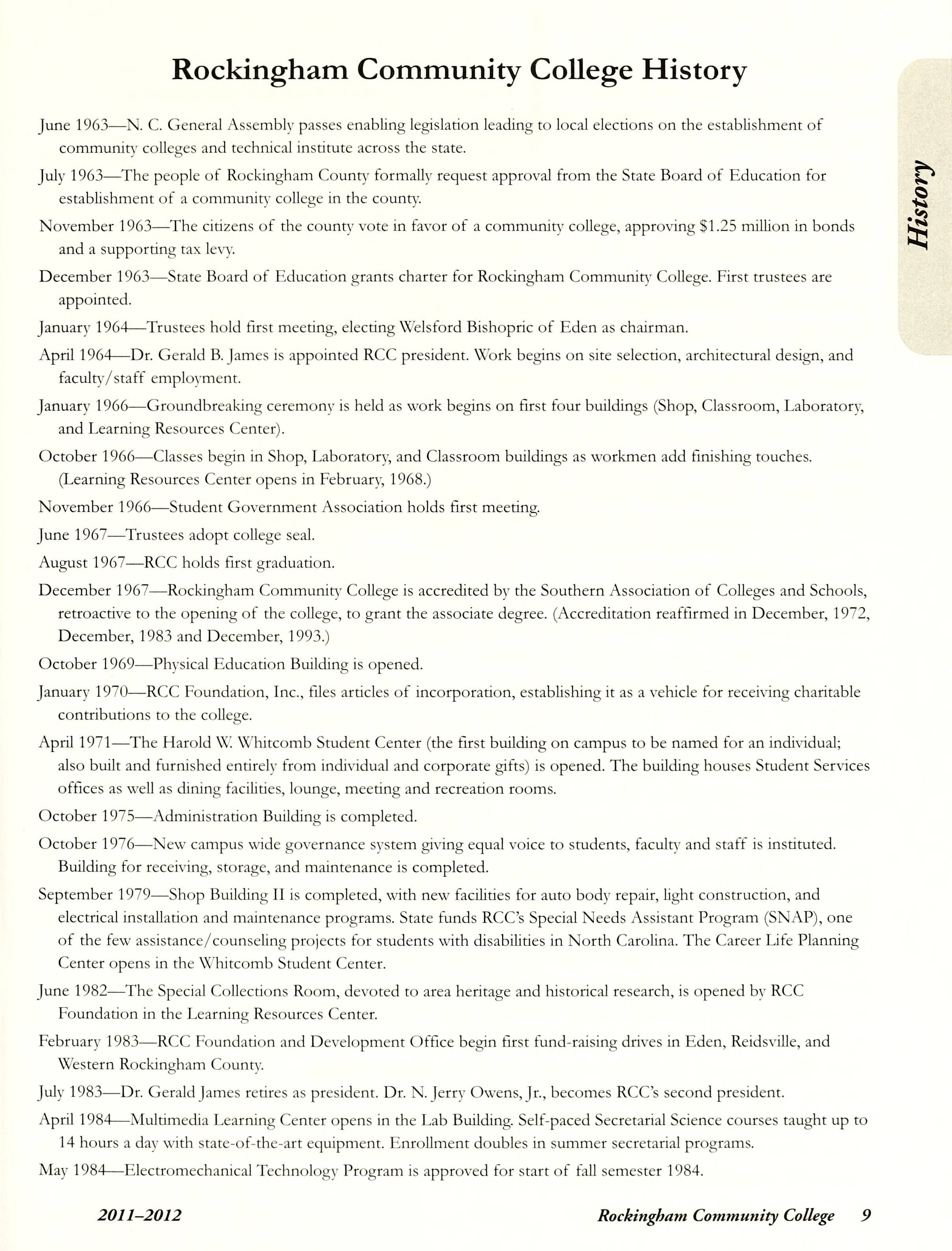 Rockingham Community College Catalog [2011-2012]
