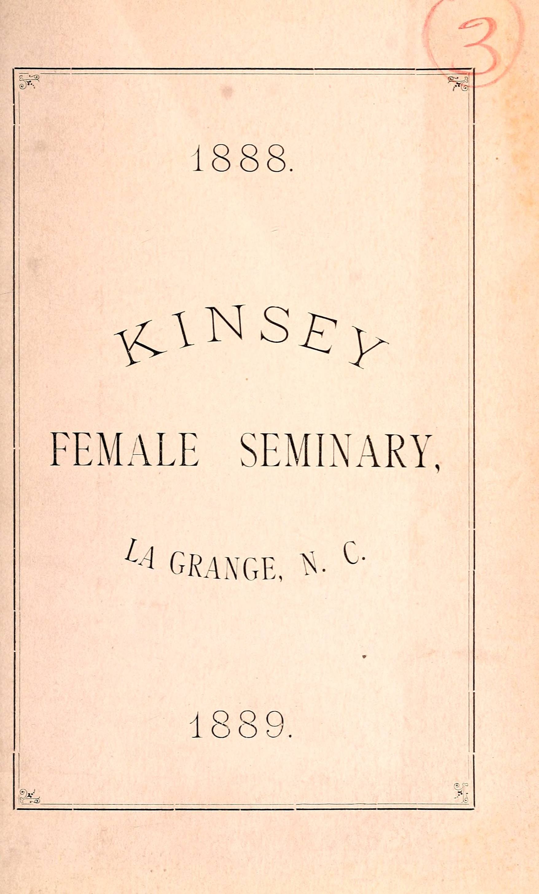 Kinsey Seminary Catalog [1888-1889]