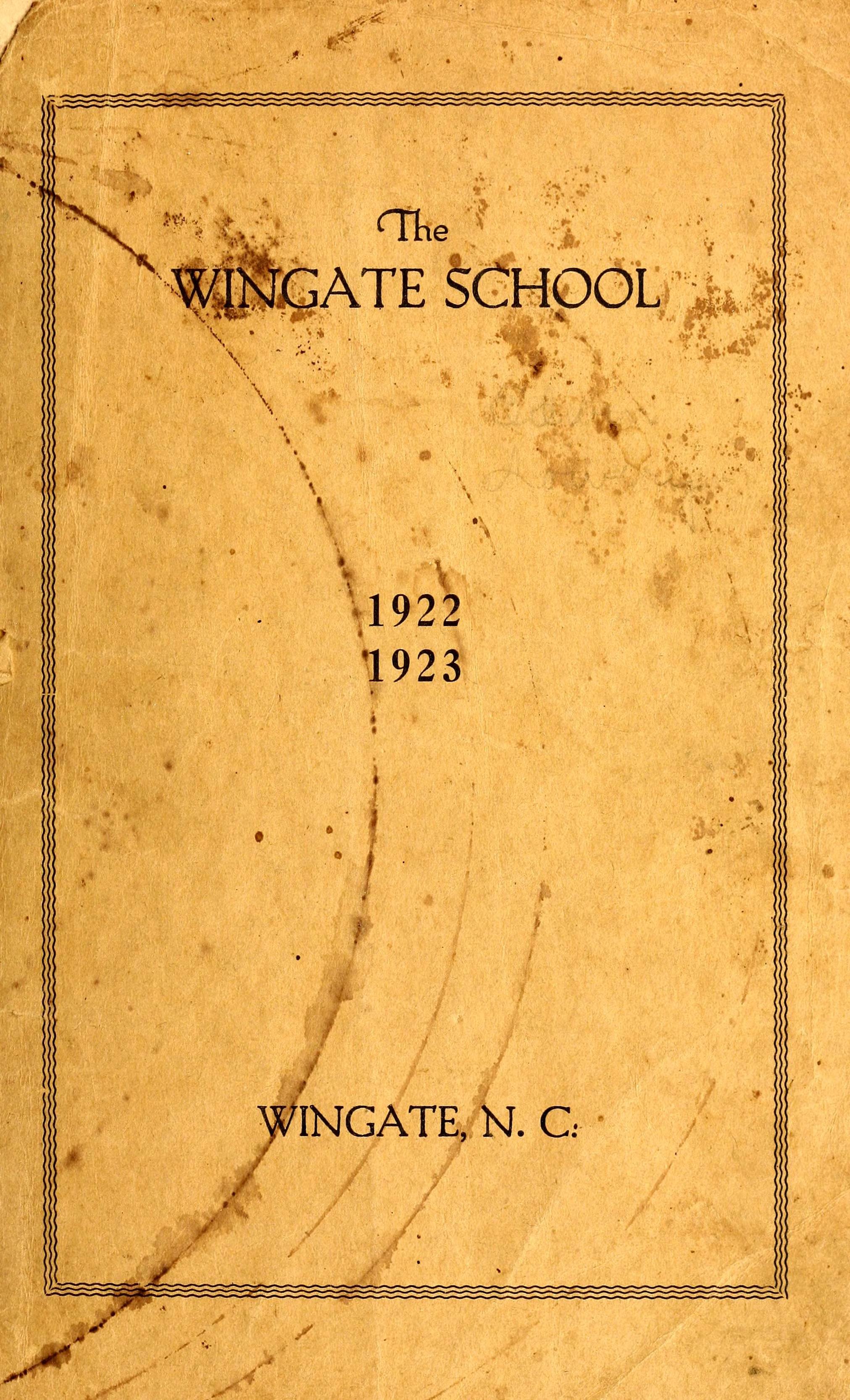 The Wingate School Catalogue [1922-1923]