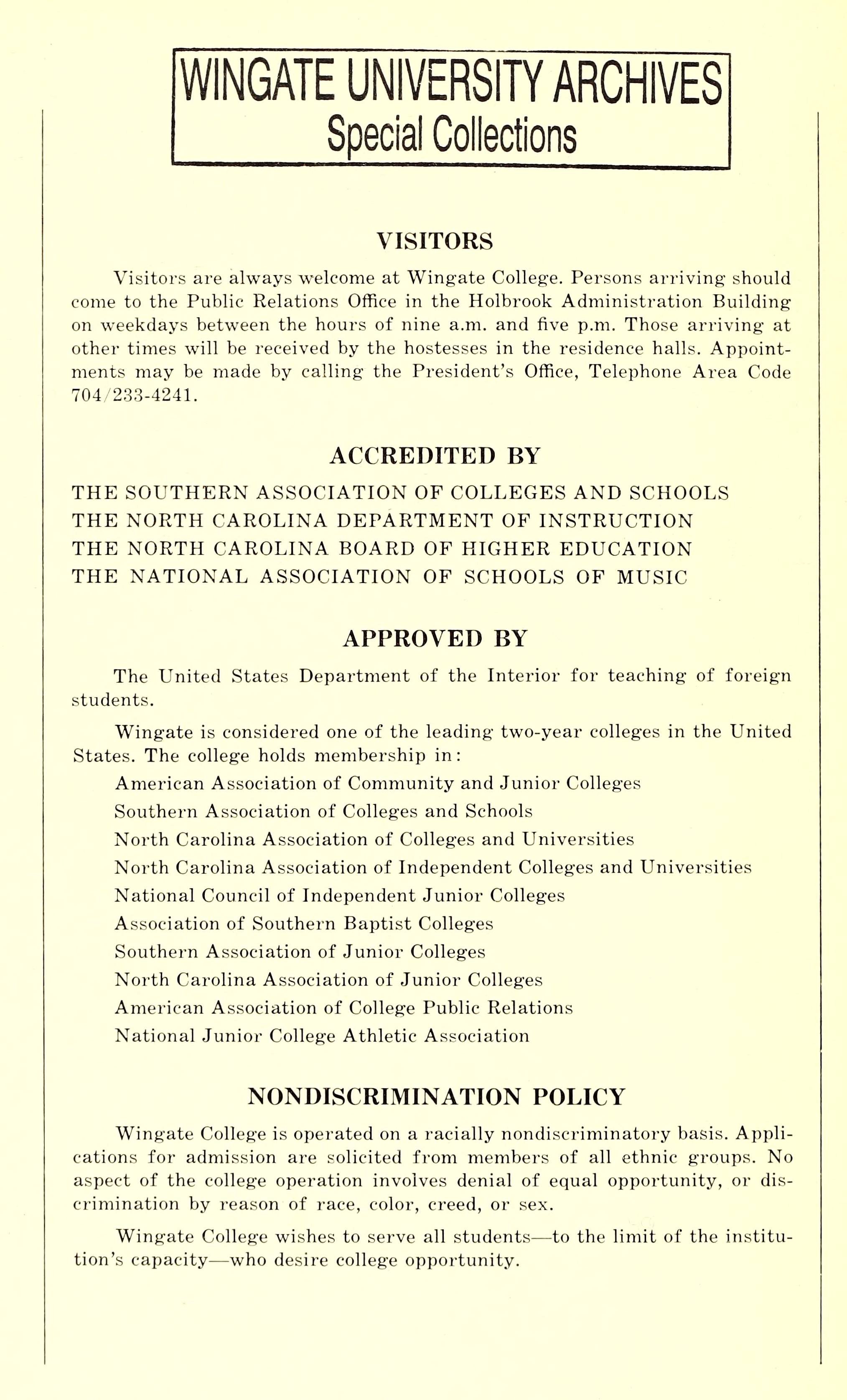 Wingate College Bulletin [1974-1975]