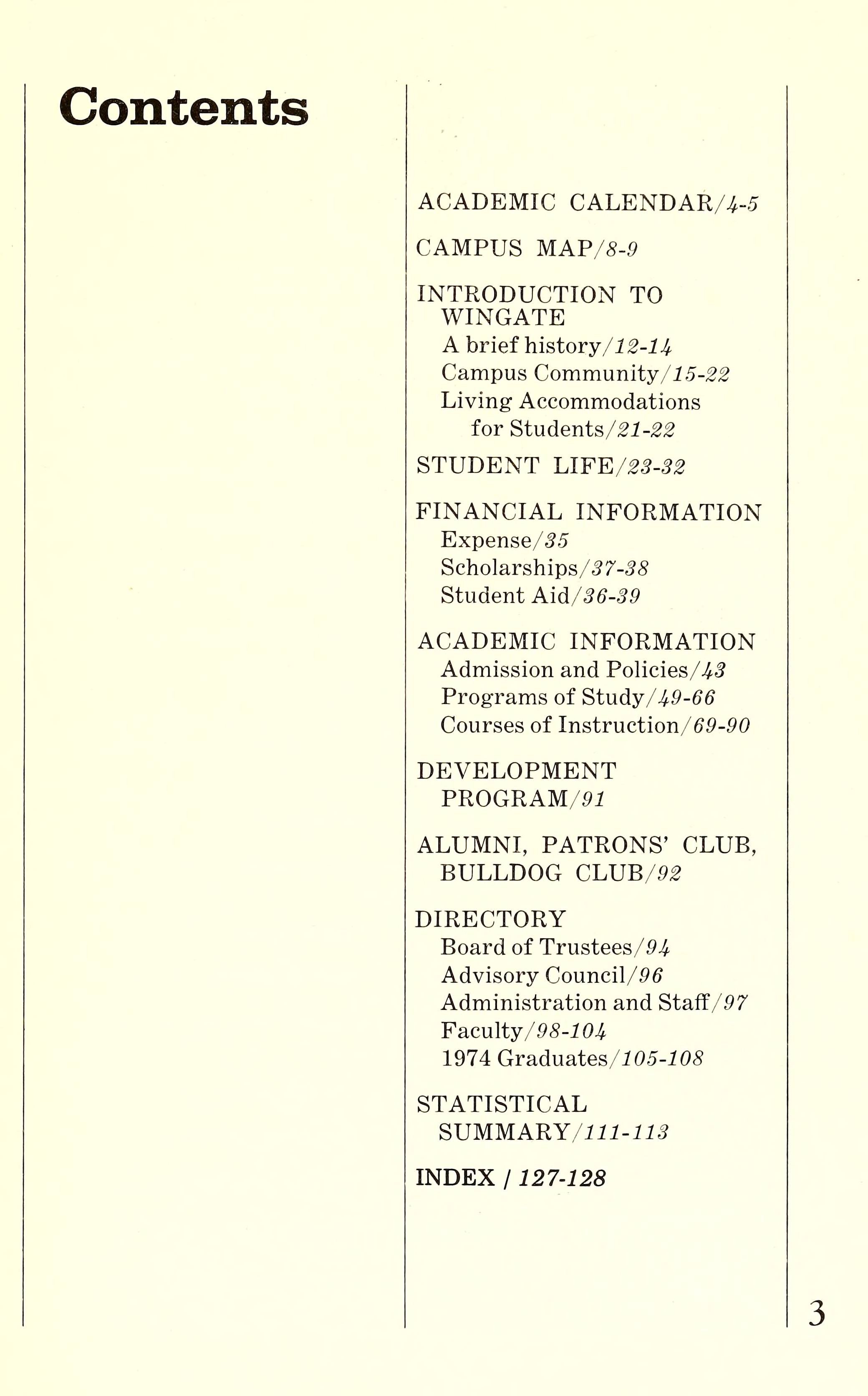 Wingate College Bulletin [1974-1975]