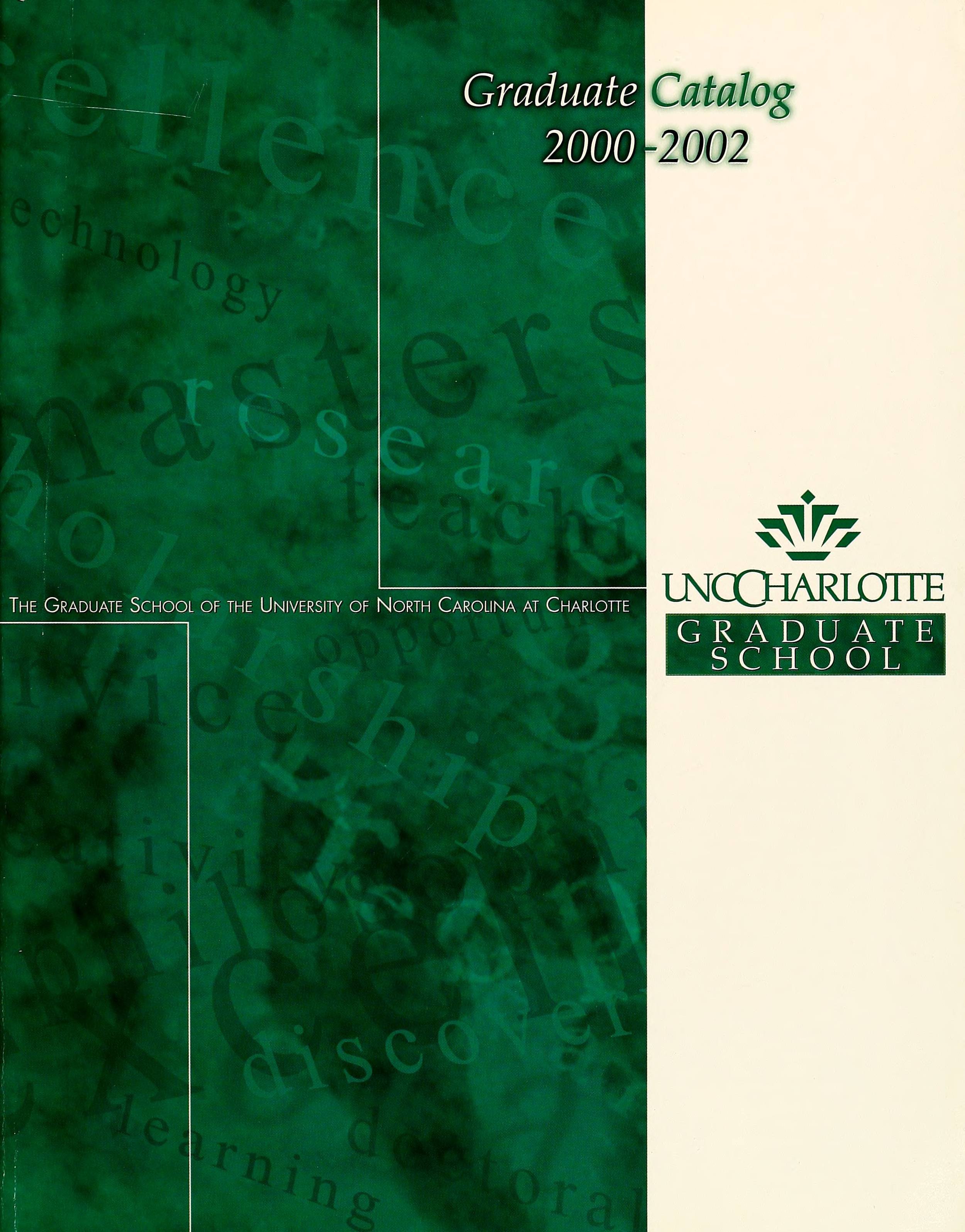 University of North Carolina at Charlotte Graduate Catalog [2000-2002]