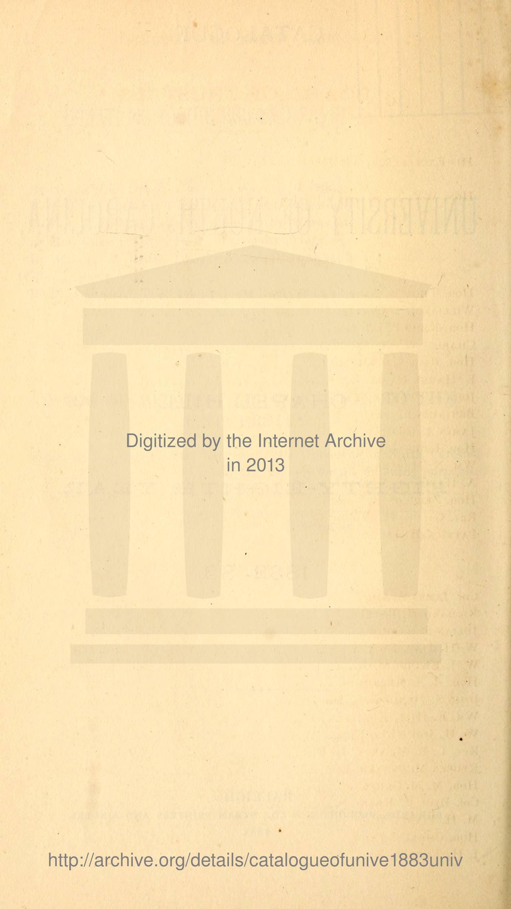 Catalogue of the University of North Carolina, at Chapel Hill [1883]