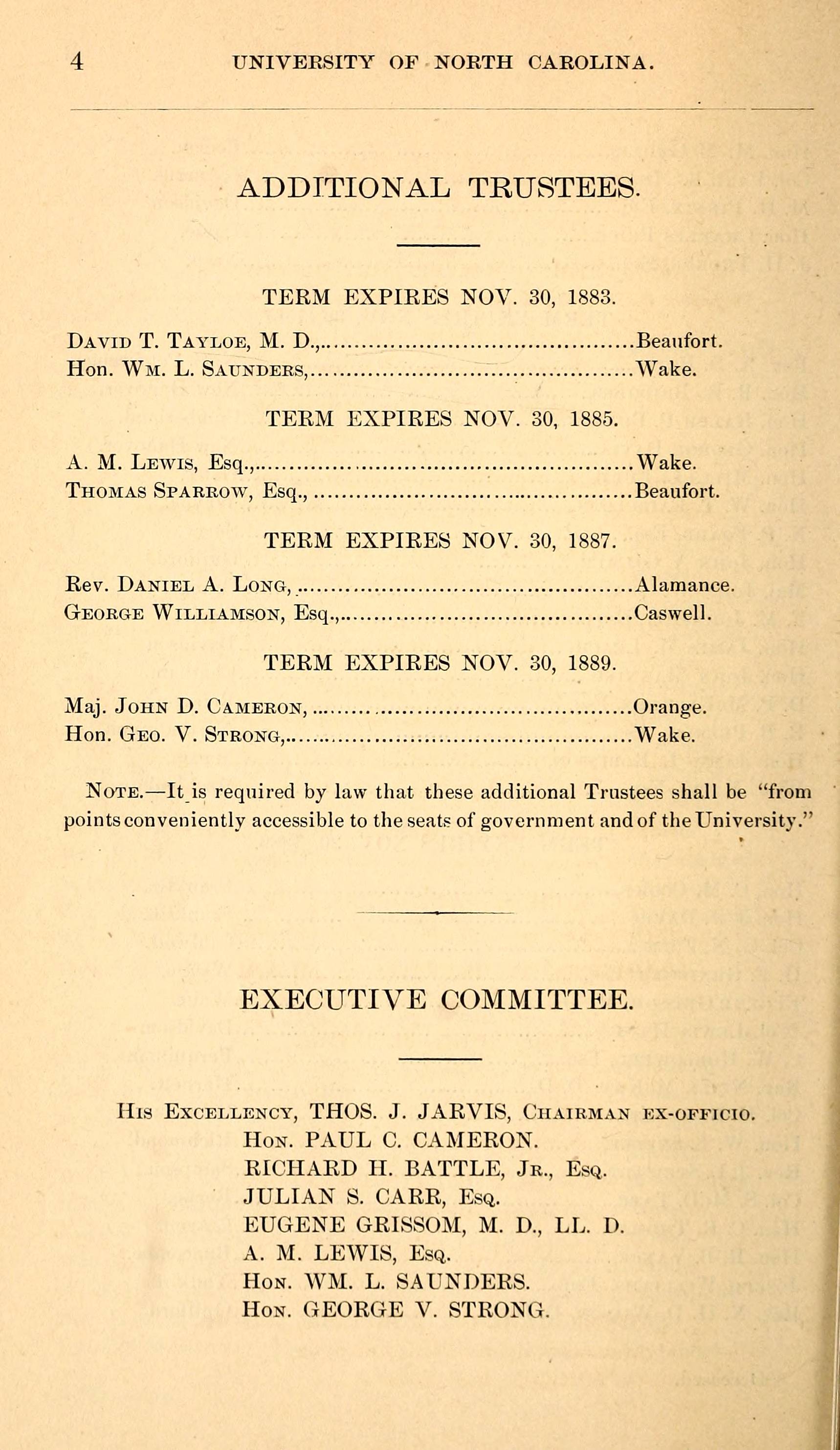 Catalogue of the University of North Carolina at Chapel Hill [1882]