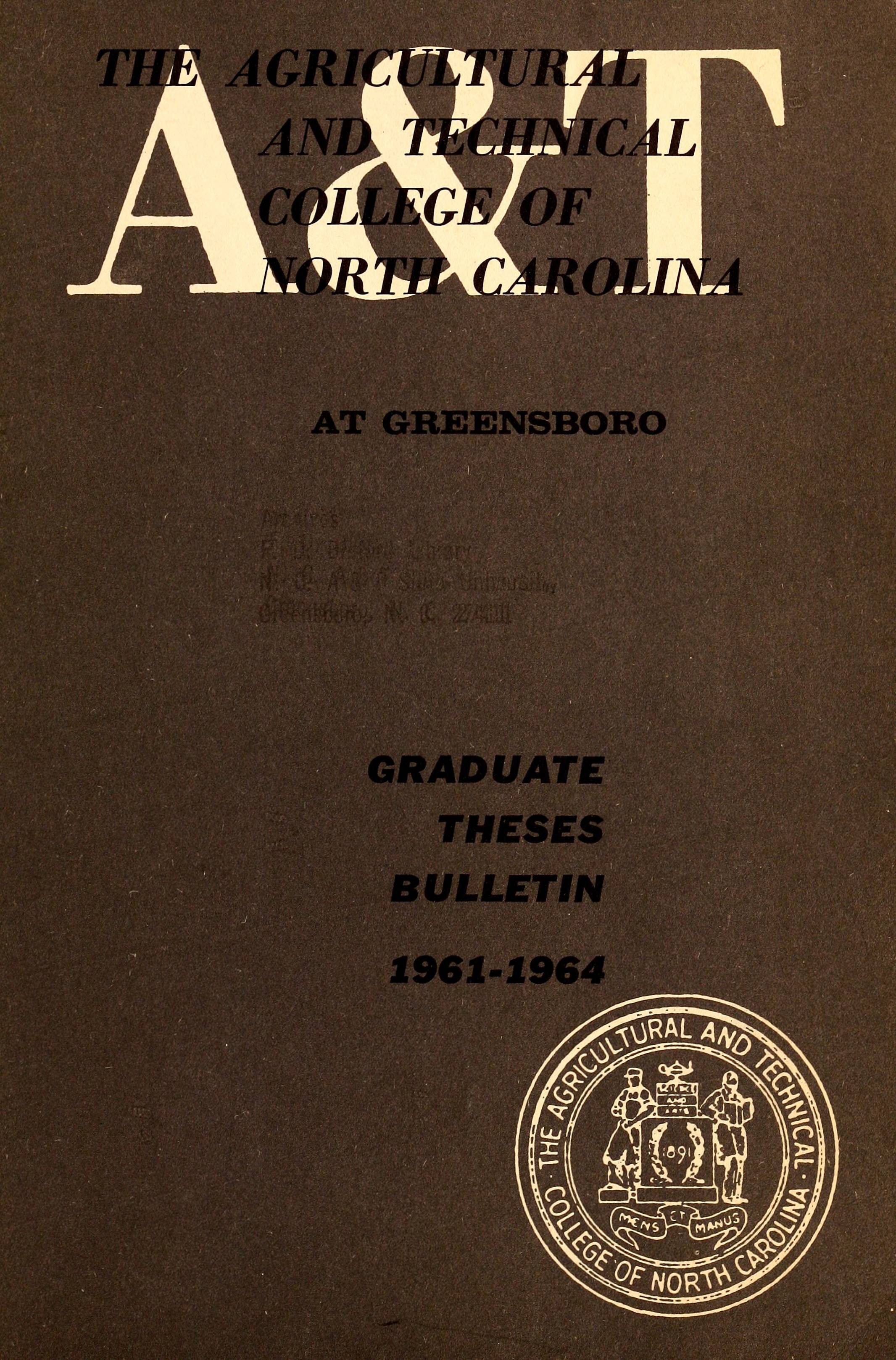 Graduate Theses Bulletin [1961-1964]