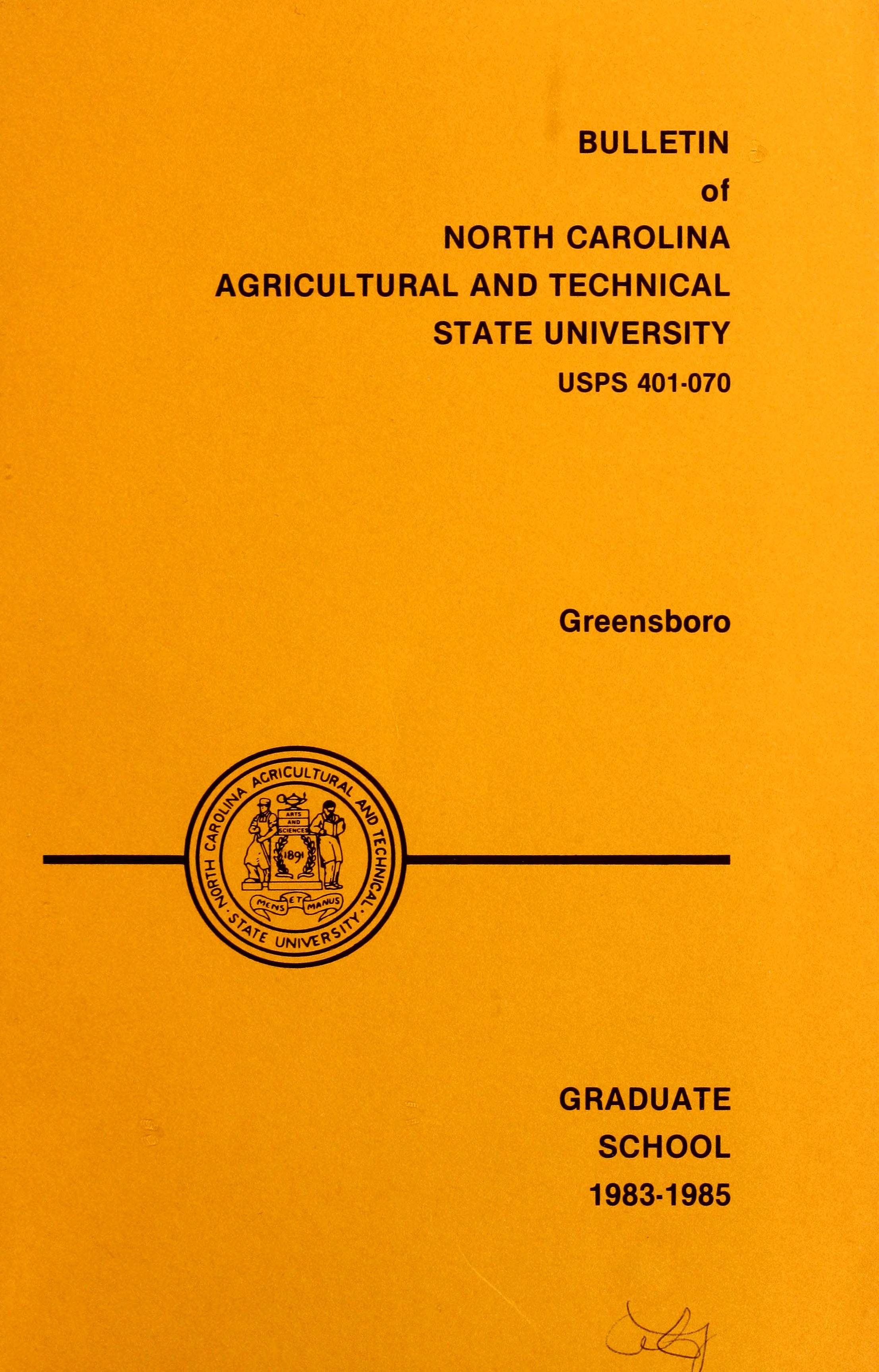 Bulletin of North Carolina Agricultural and Technical School Graduate ...