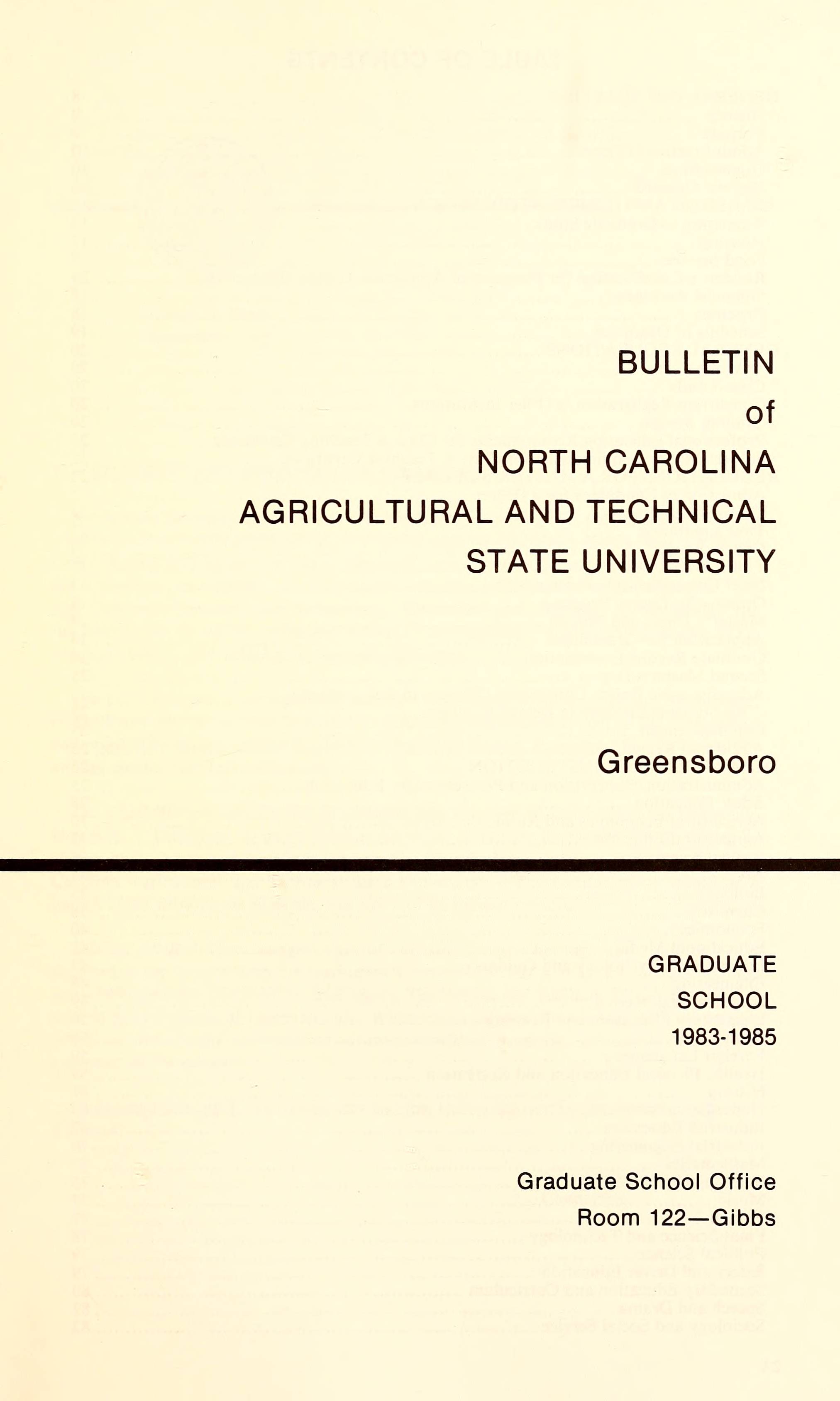 Bulletin of North Carolina Agricultural and Technical School Graduate ...