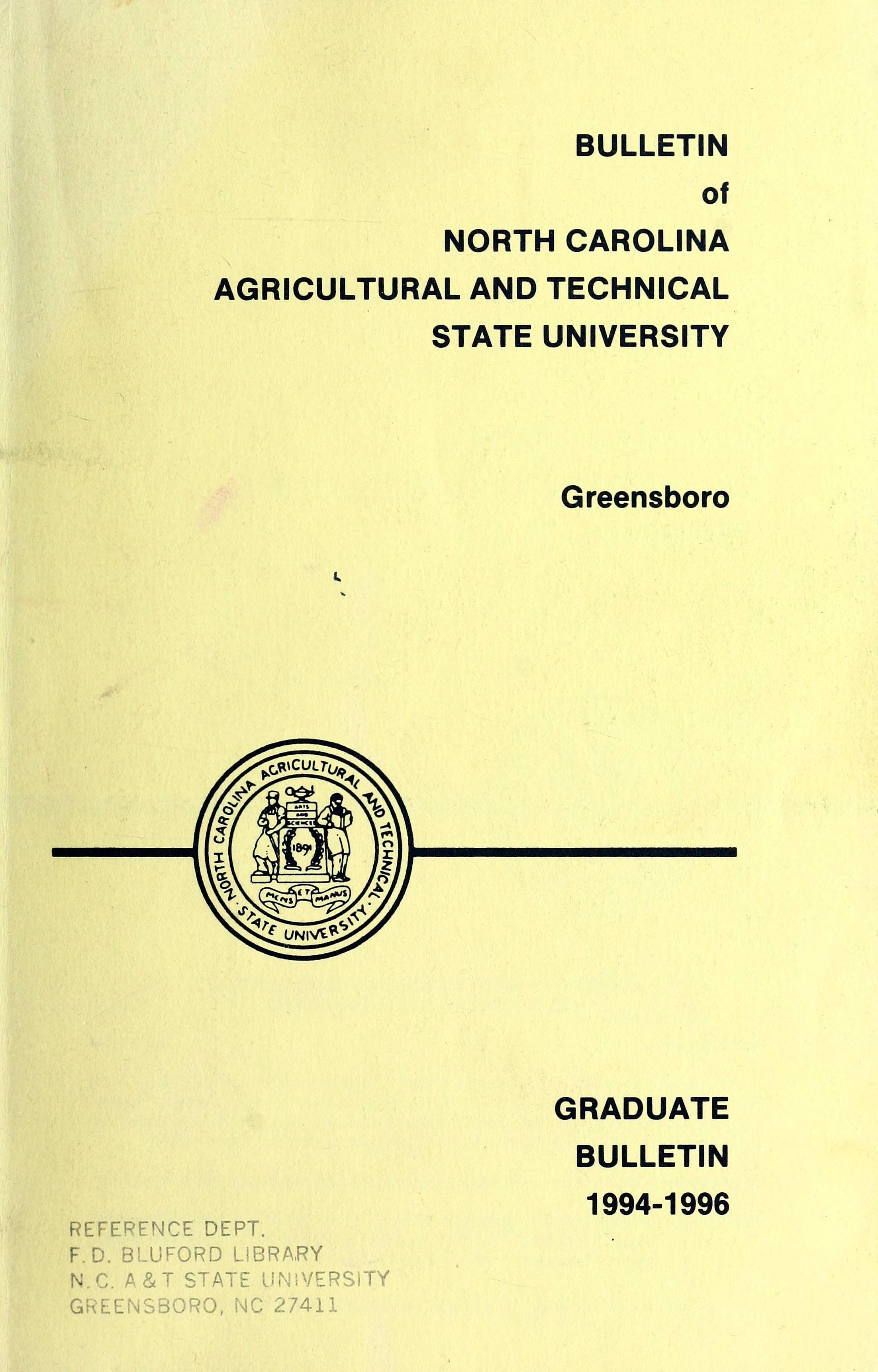 Bulletin of North Carolina Agricultural and Technical School Graduate ...