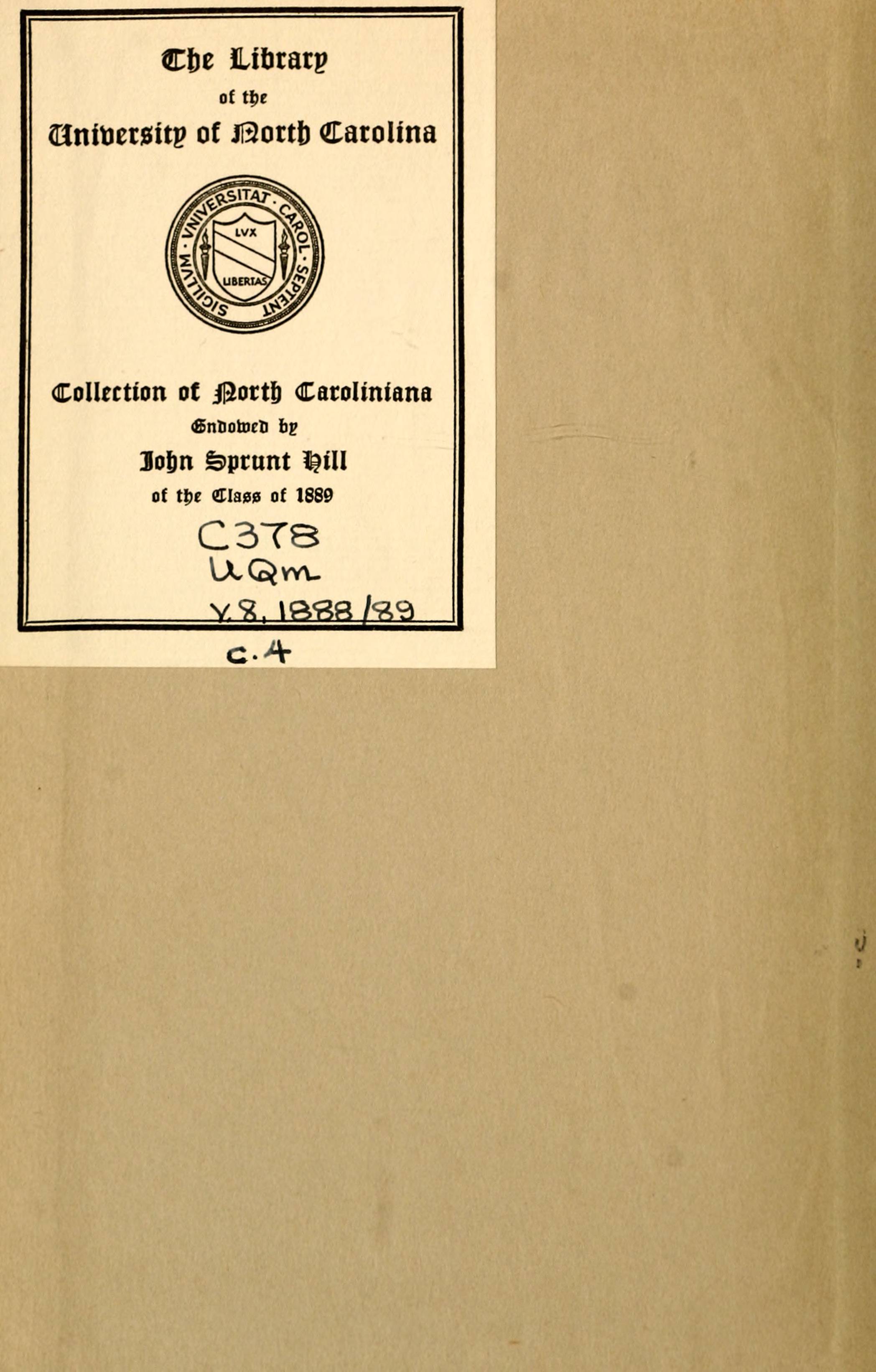 North Carolina University Magazine [1888-1889]