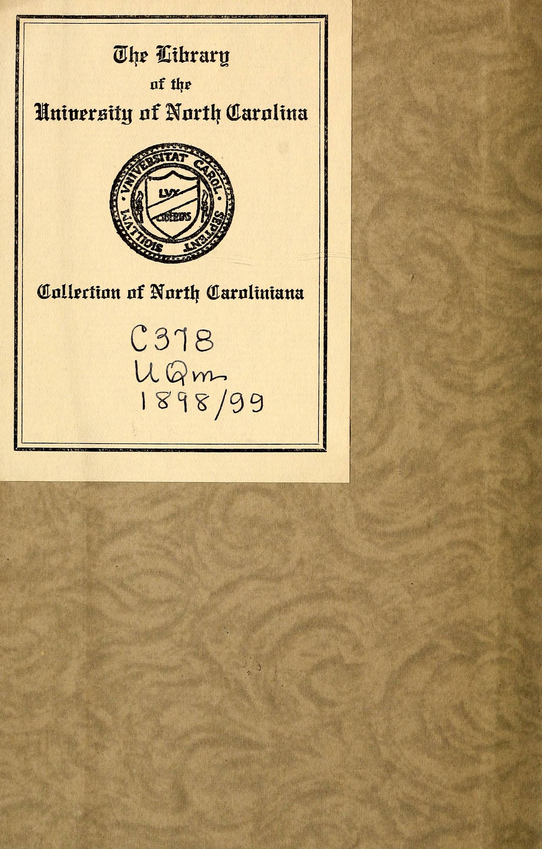 North Carolina University Magazine [1898-1899]
