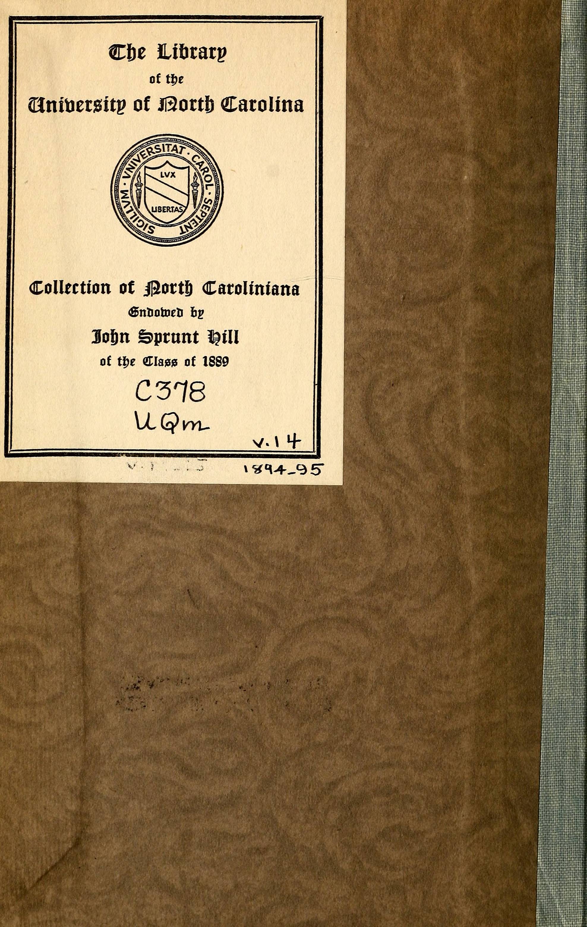North Carolina University Magazine [1894-1895]