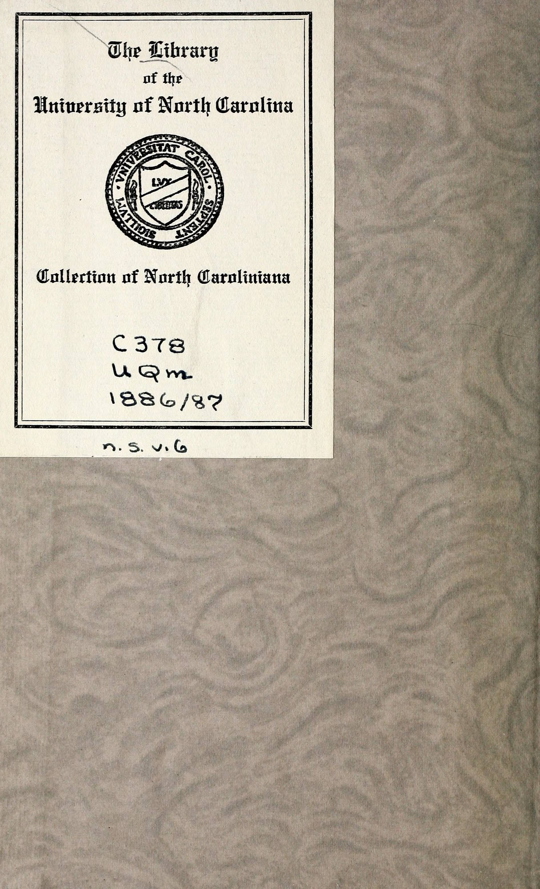North Carolina University Magazine [1886-1887]