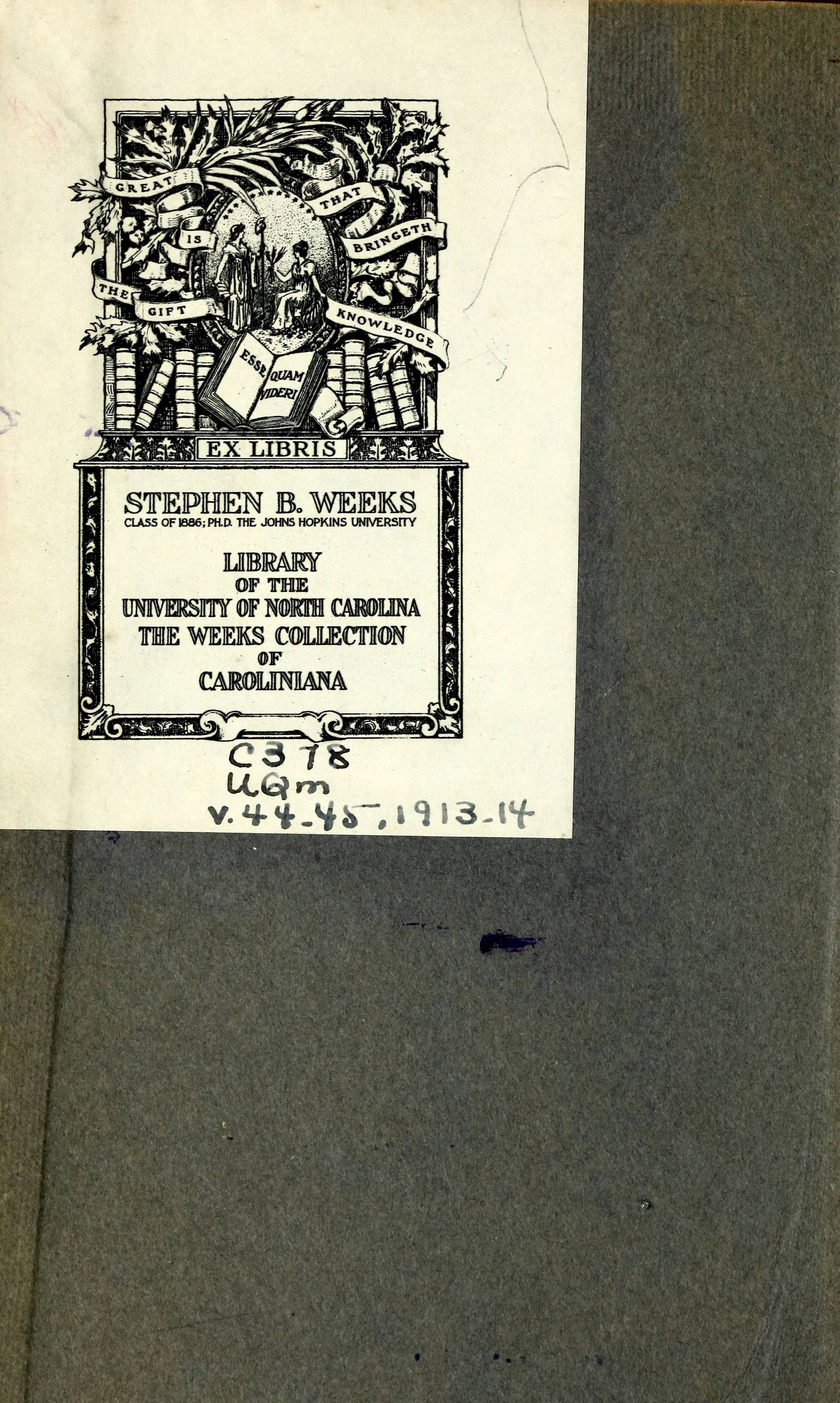 University of North Carolina Magazine [1913-1914]