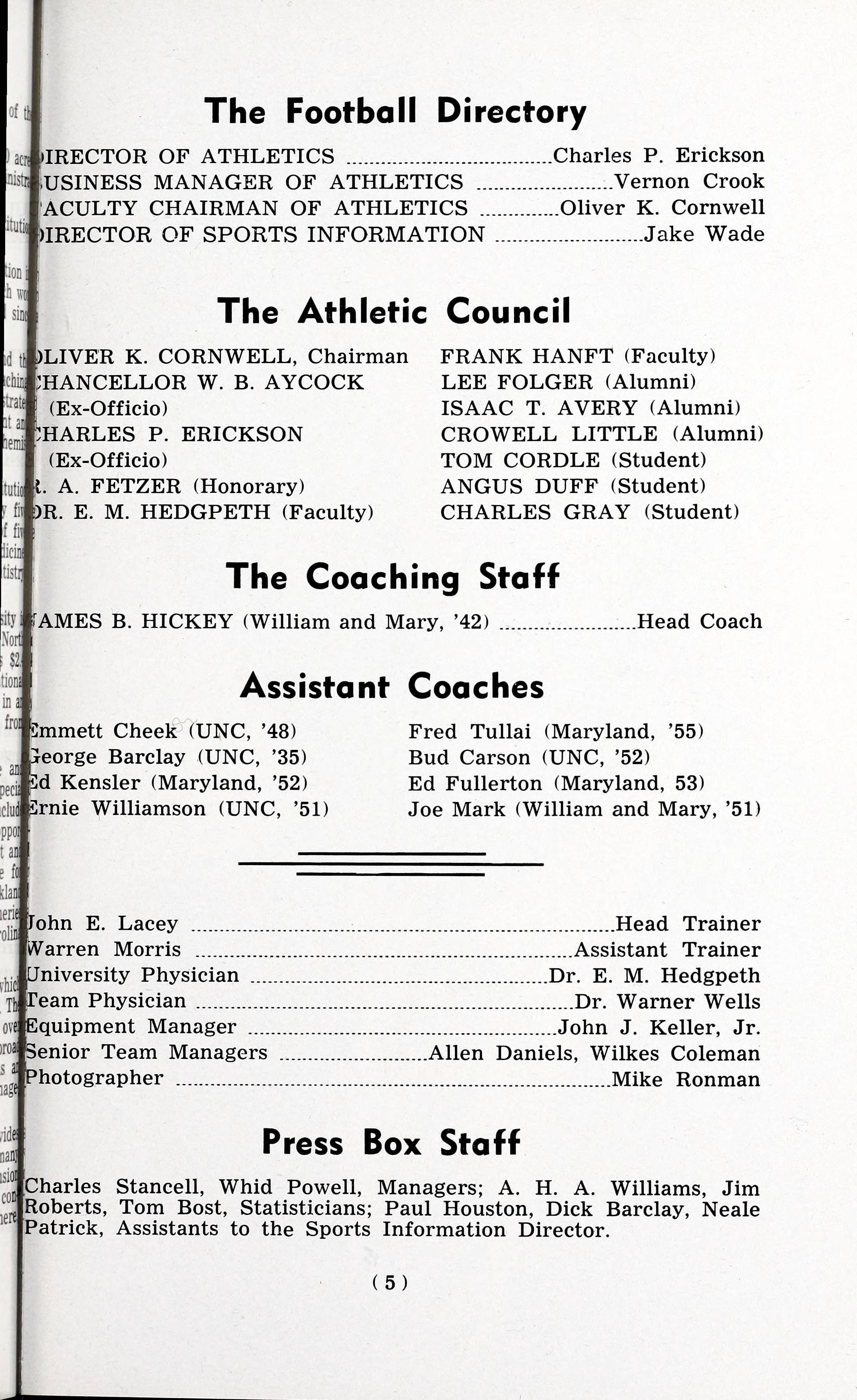 University of North Carolina ... football blue book for press and radio ...