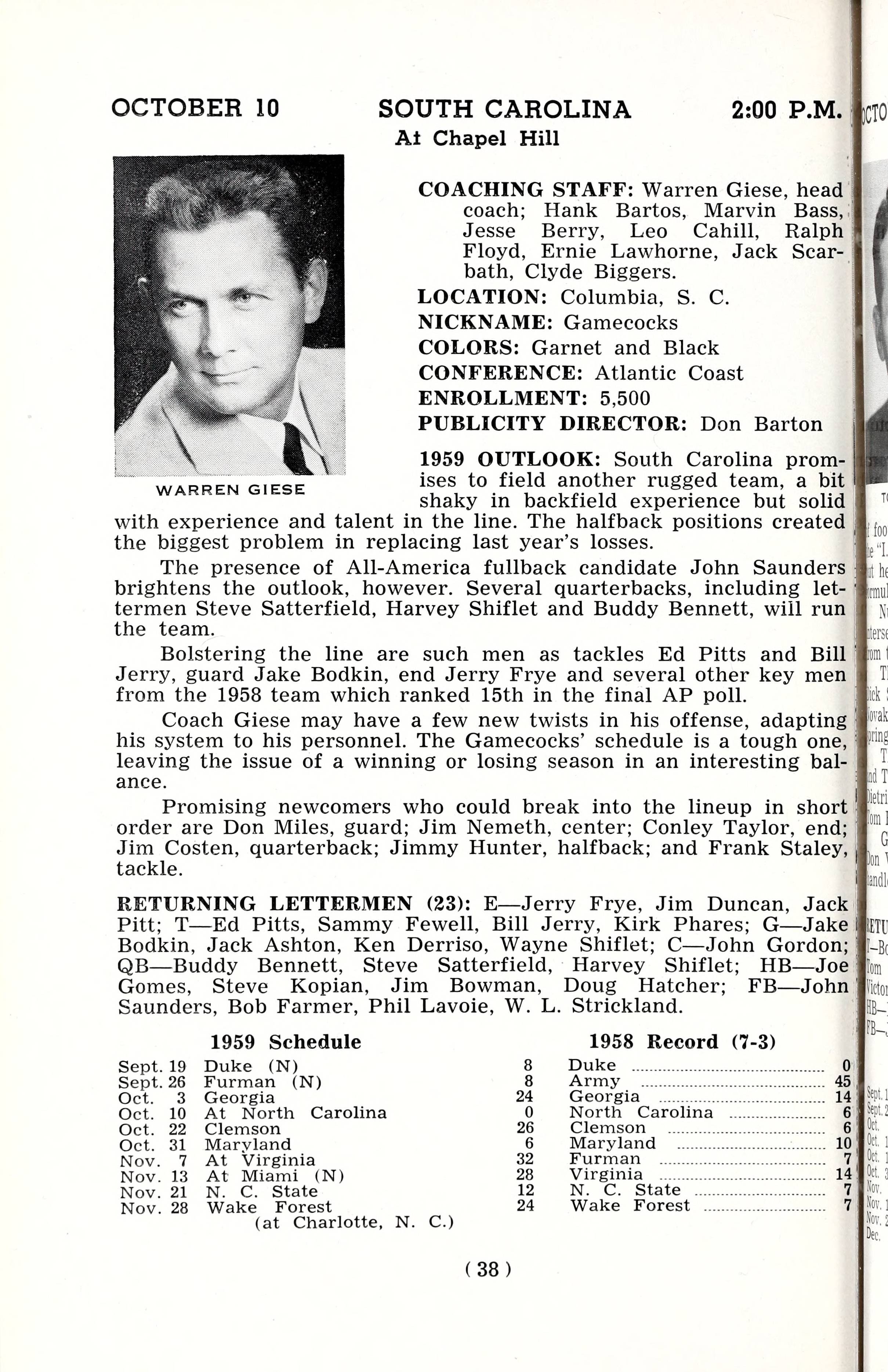 University of North Carolina ... football blue book for press and radio ...