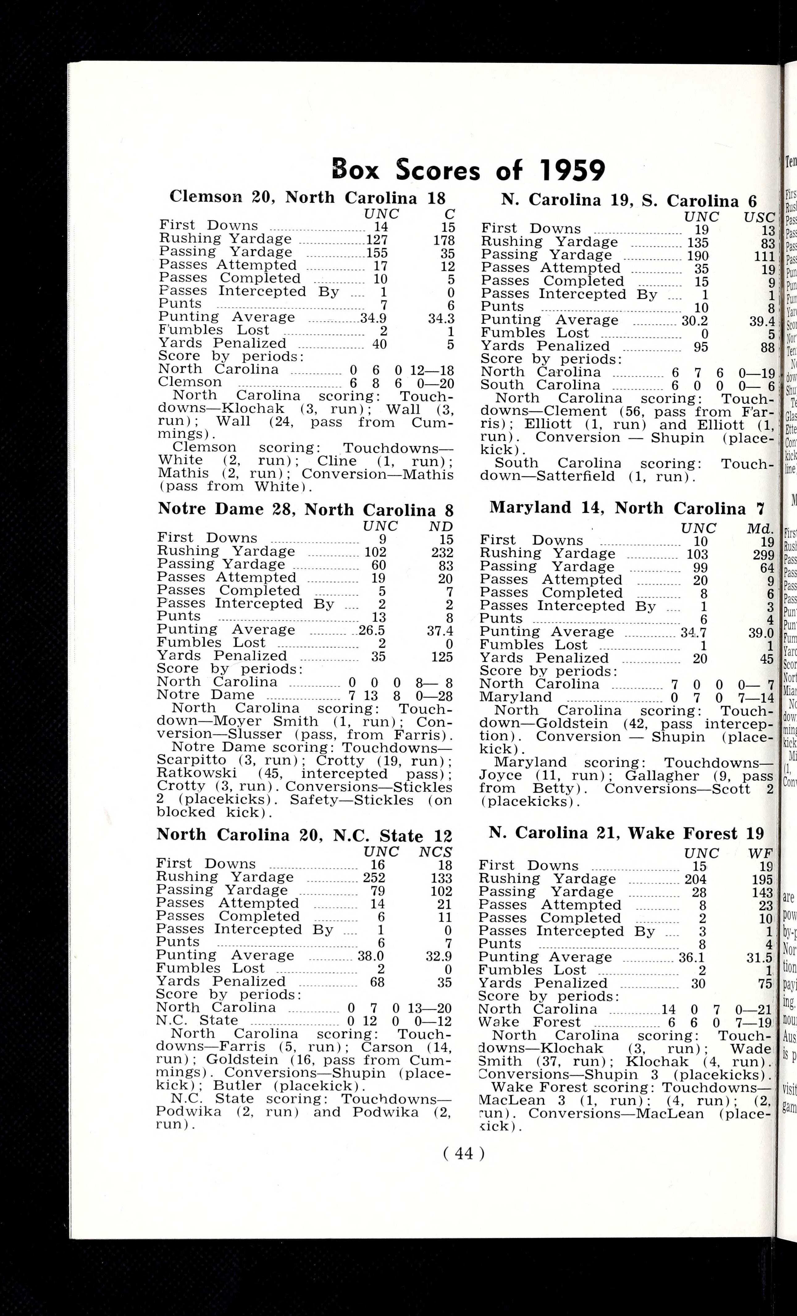 University of North Carolina ... football blue book for press and radio ...