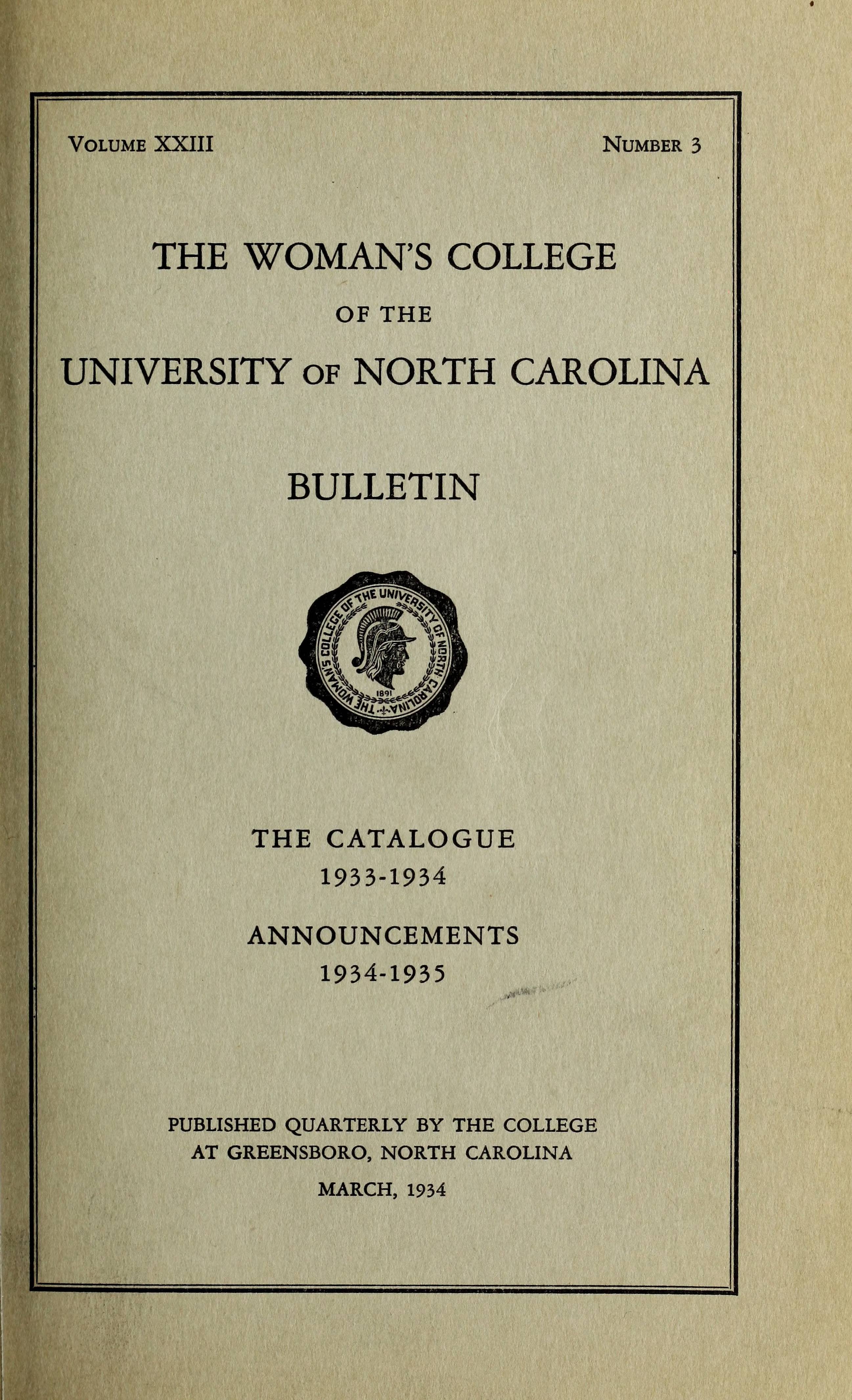 Bulletin of the Woman's College of the University of North Carolina ...