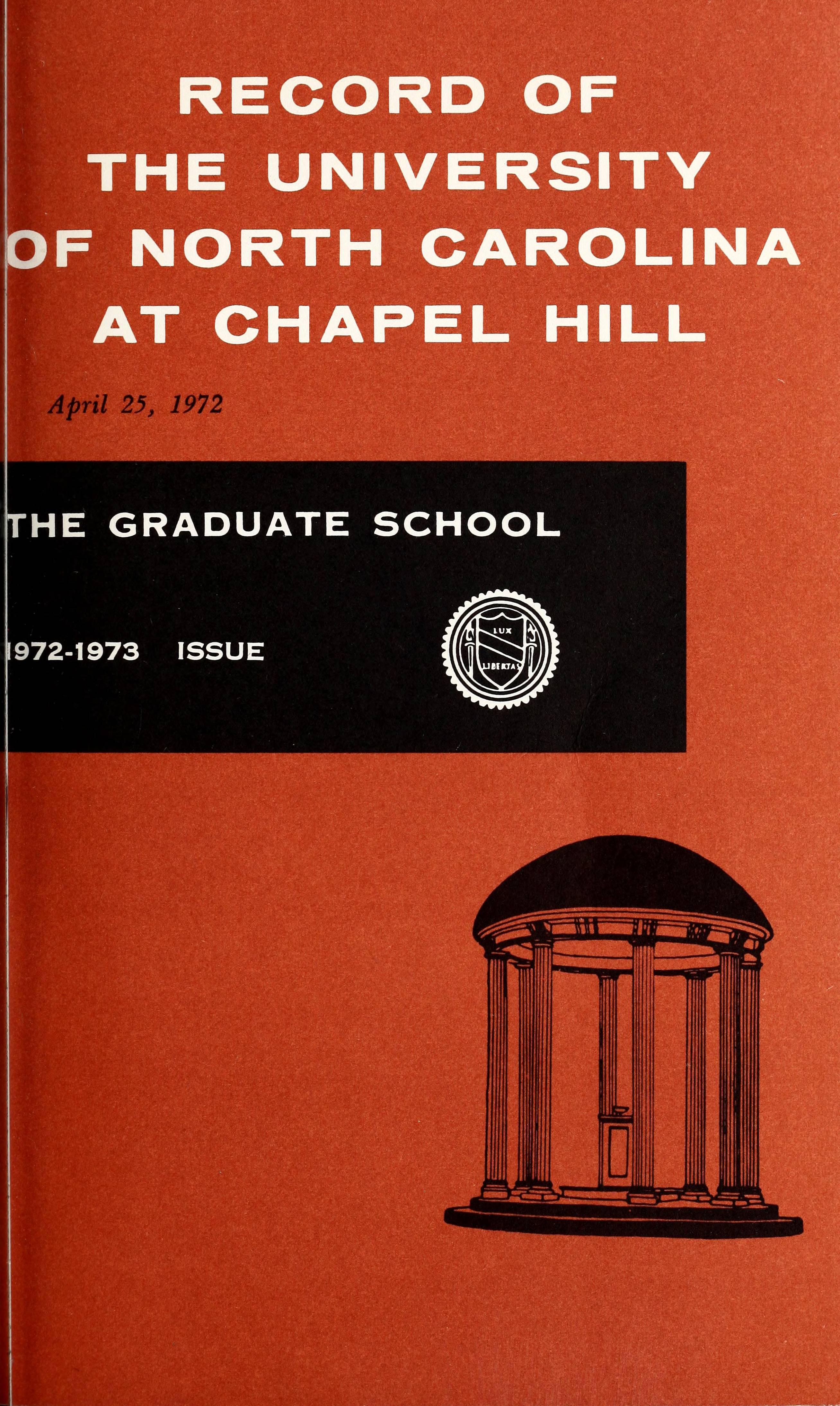 Record of the University of North Carolina at Chapel Hill The Graduate ...