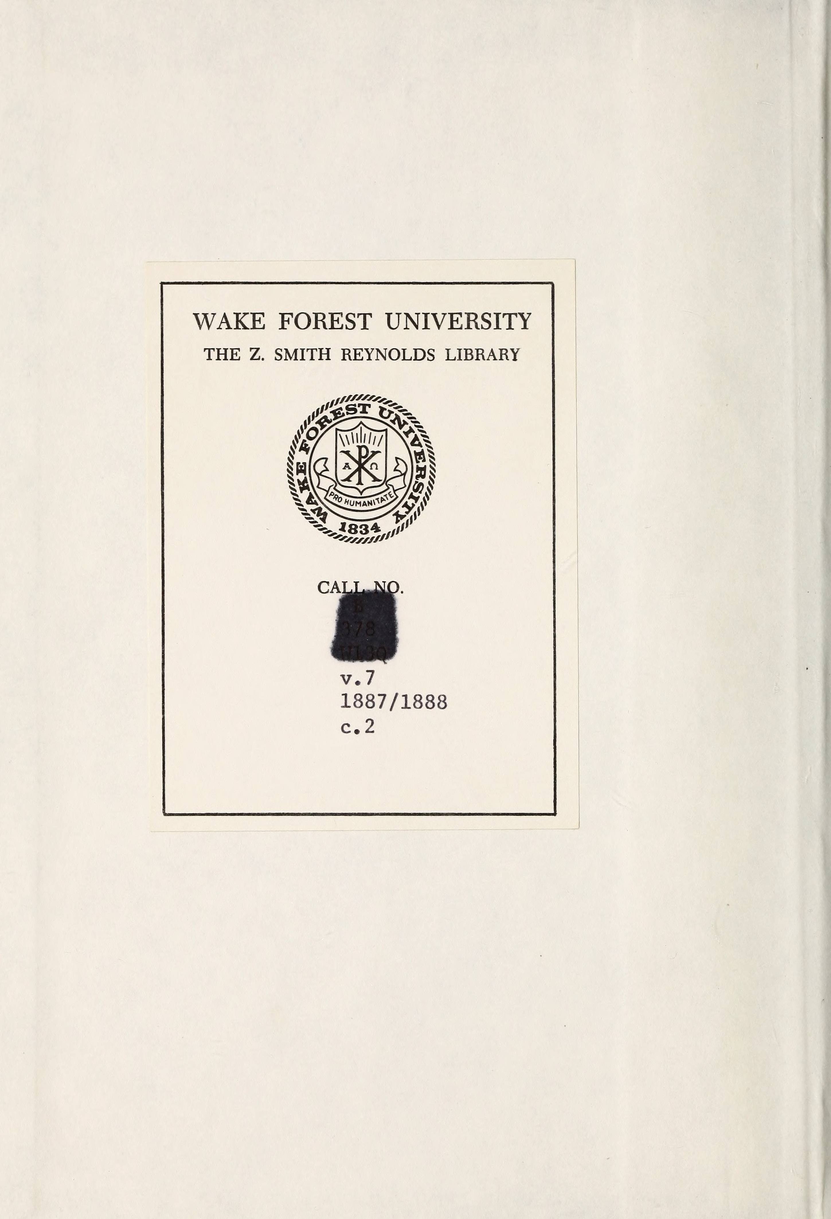 The Wake Forest Student [1887-1888]