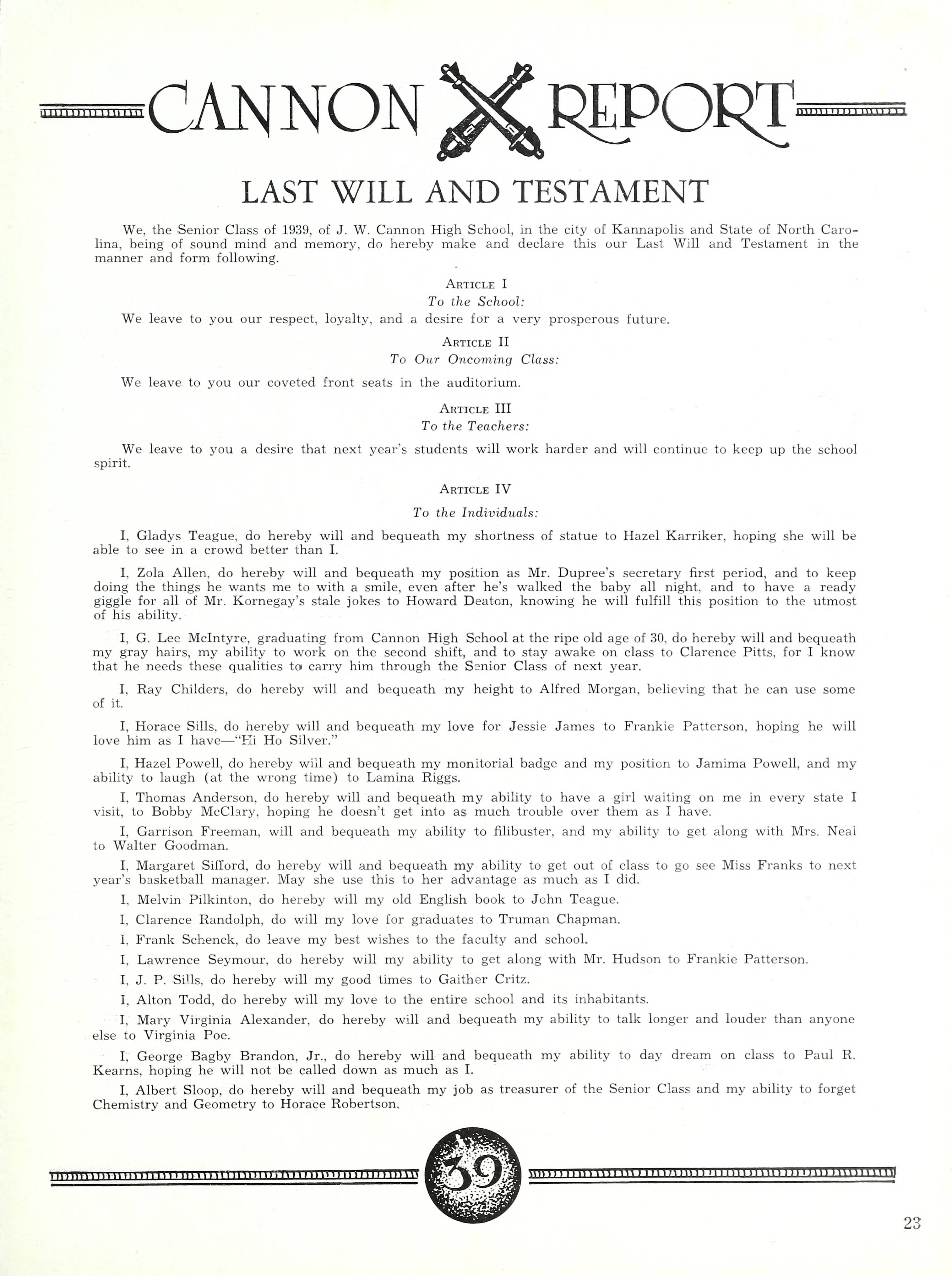 Cannon Report [1939]