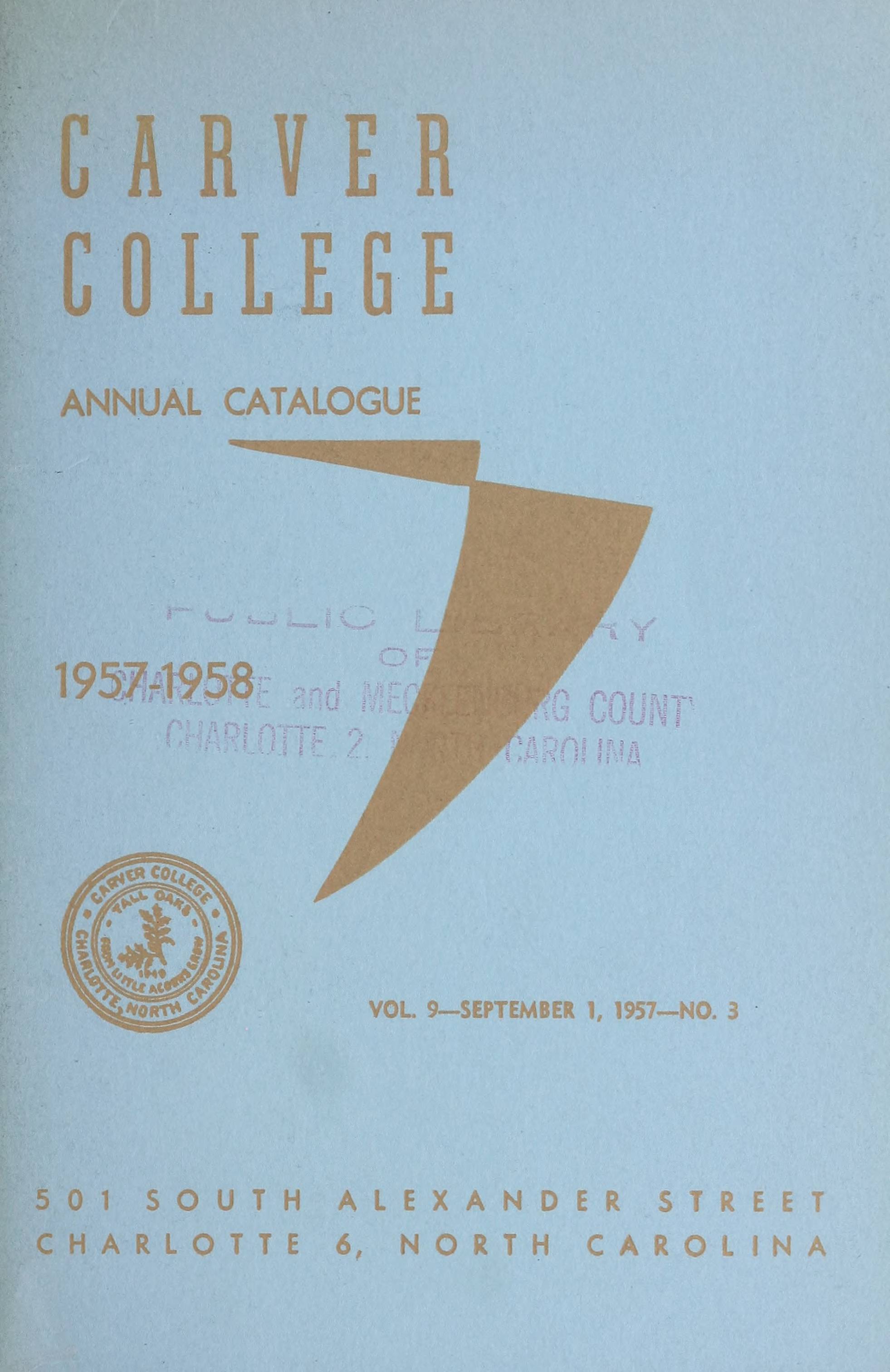 Carver College Annual Catalogue [1957-1958]