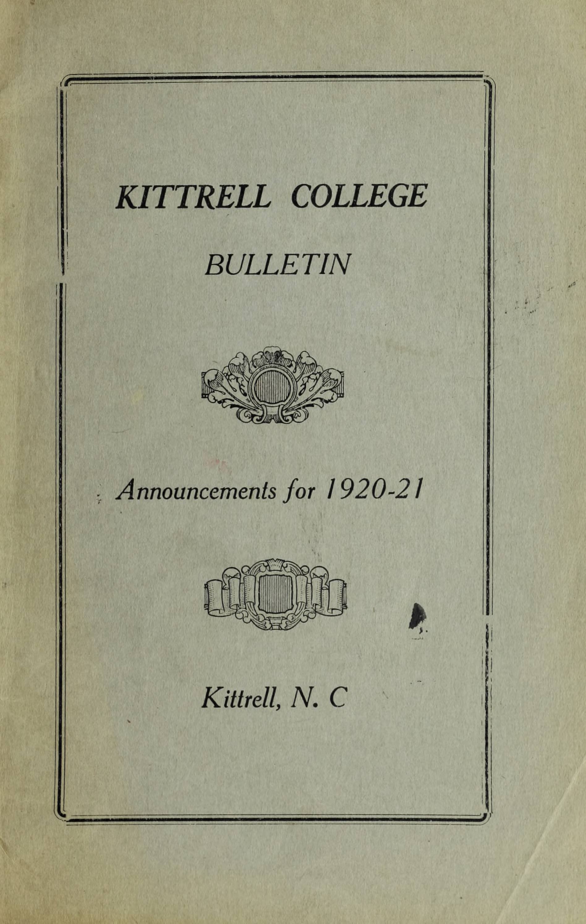 Kittrell College Bulletin [1920-1921]