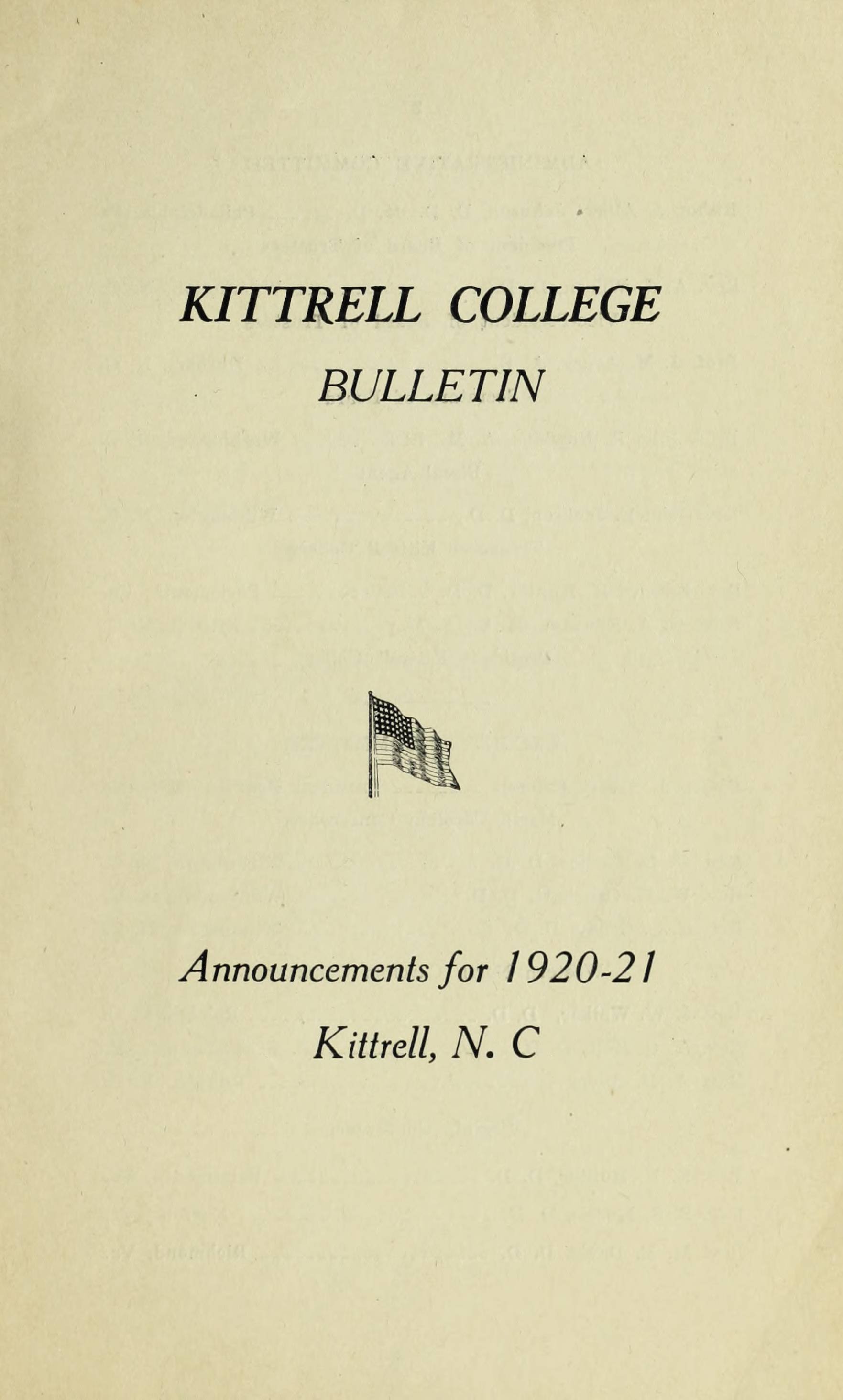 Kittrell College Bulletin [1920-1921]