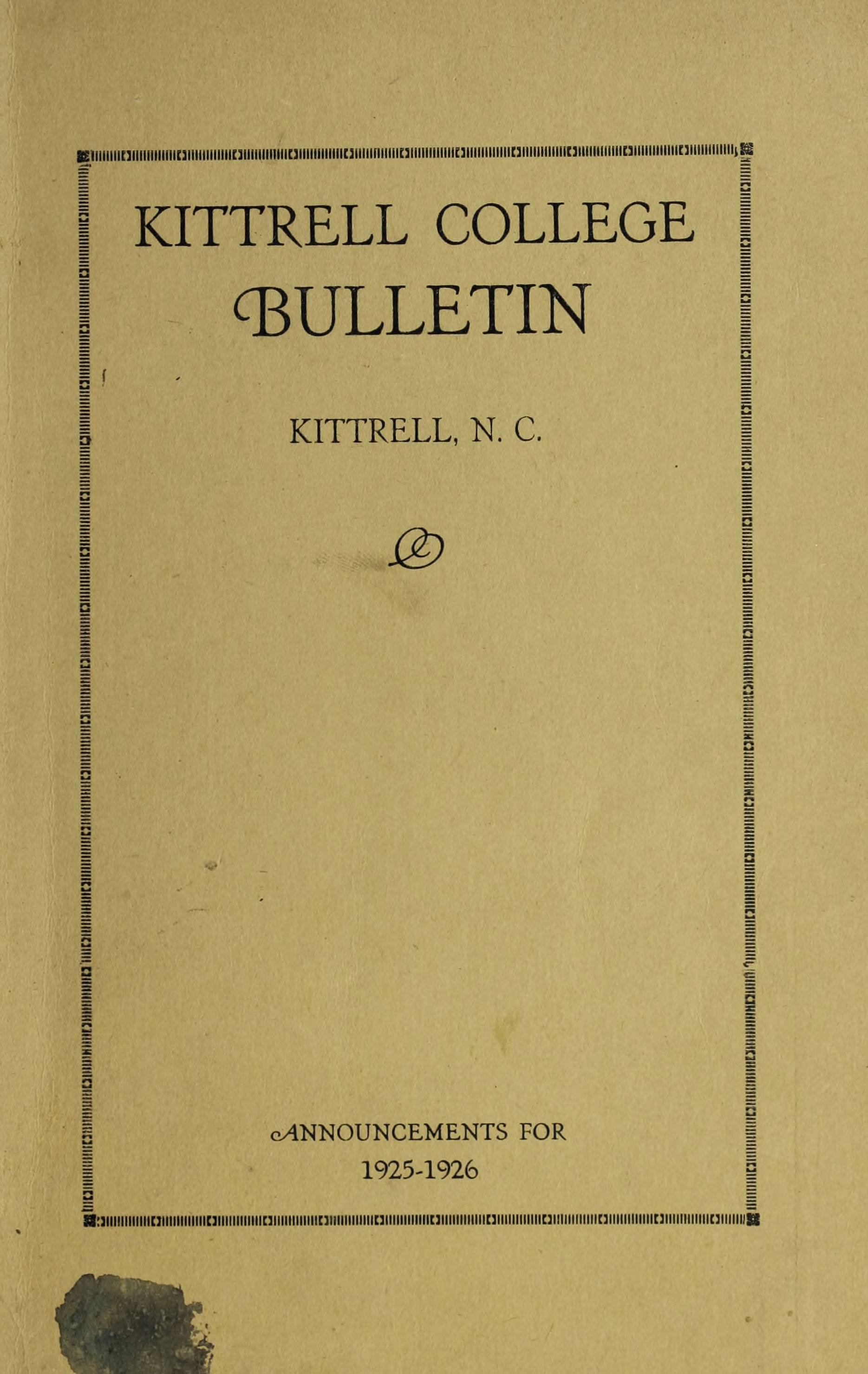Kittrell College Bulletin [1924-1925]
