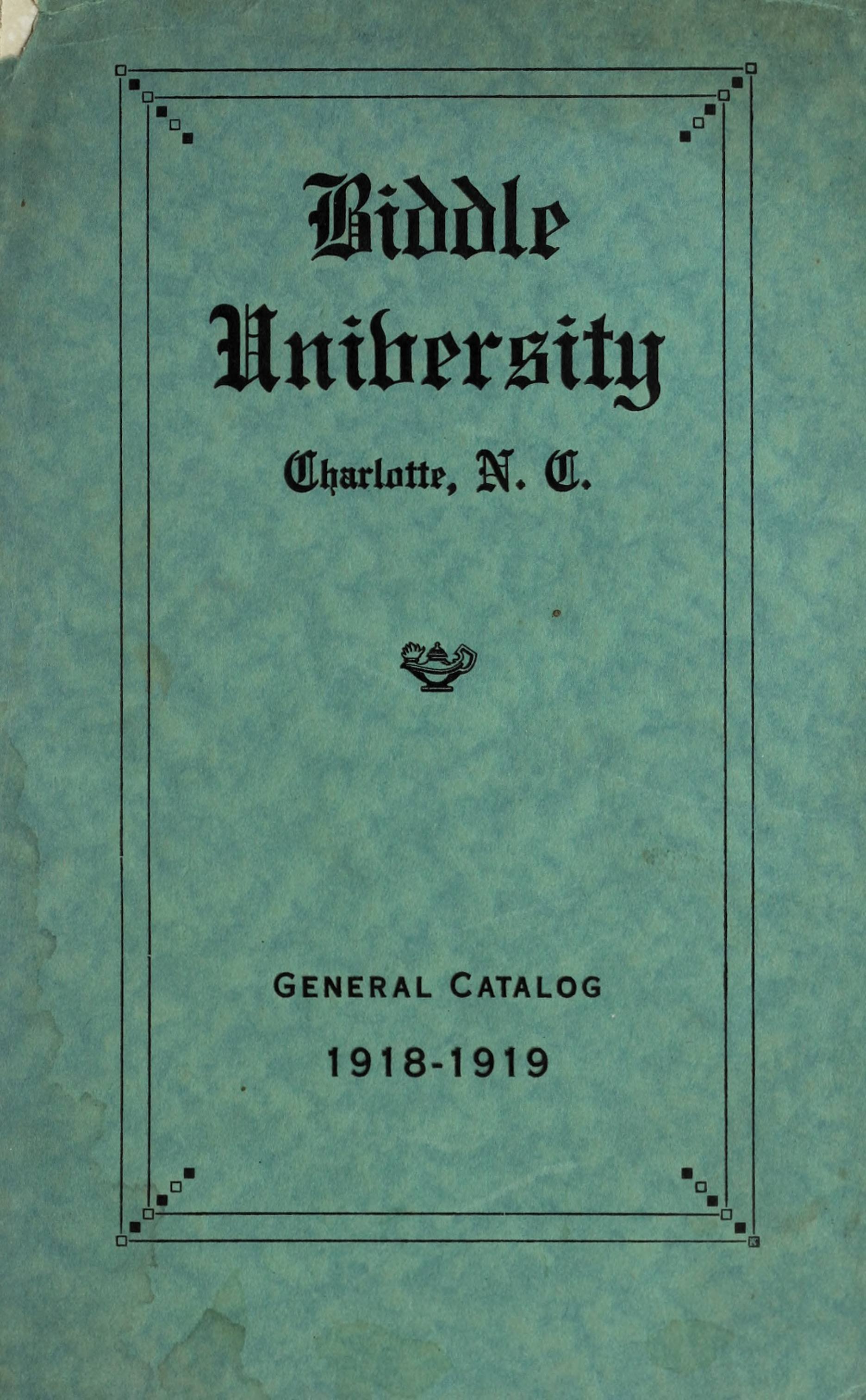 Biddle University General Catalog [1918-1919]