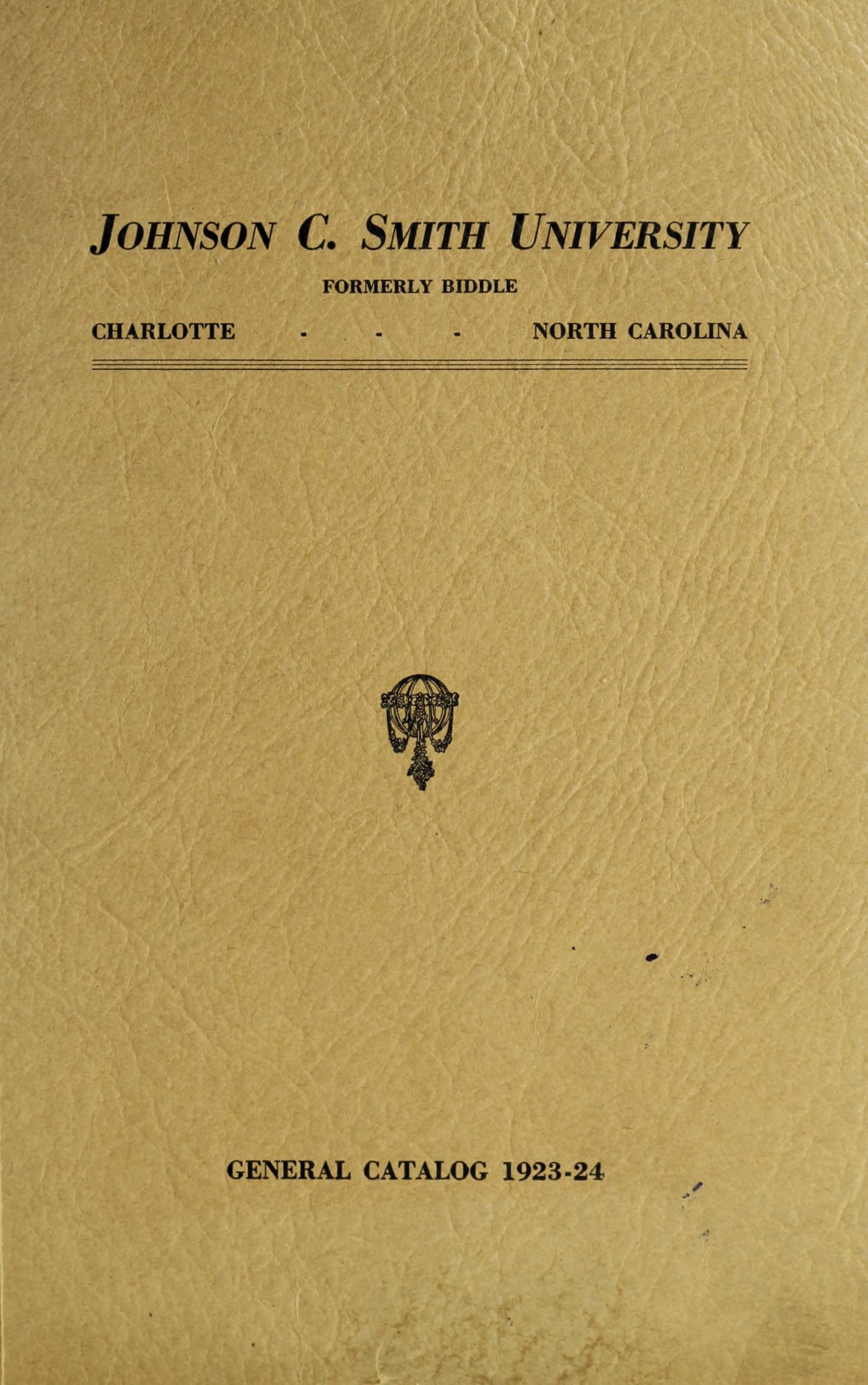 Johnson C. Smith University General Catalog [1923-1924]