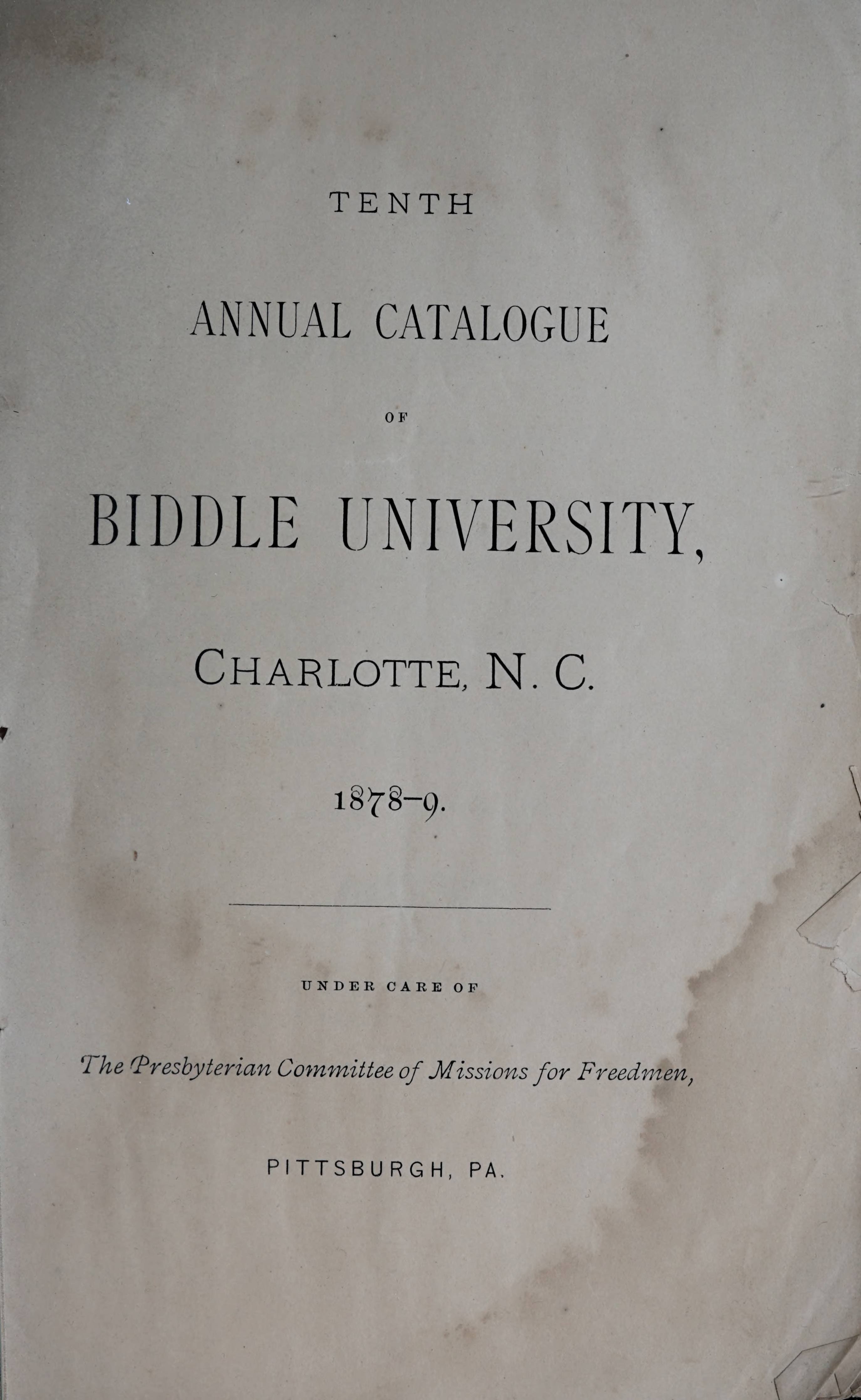 Catalogue of Biddle University [1878-1879]