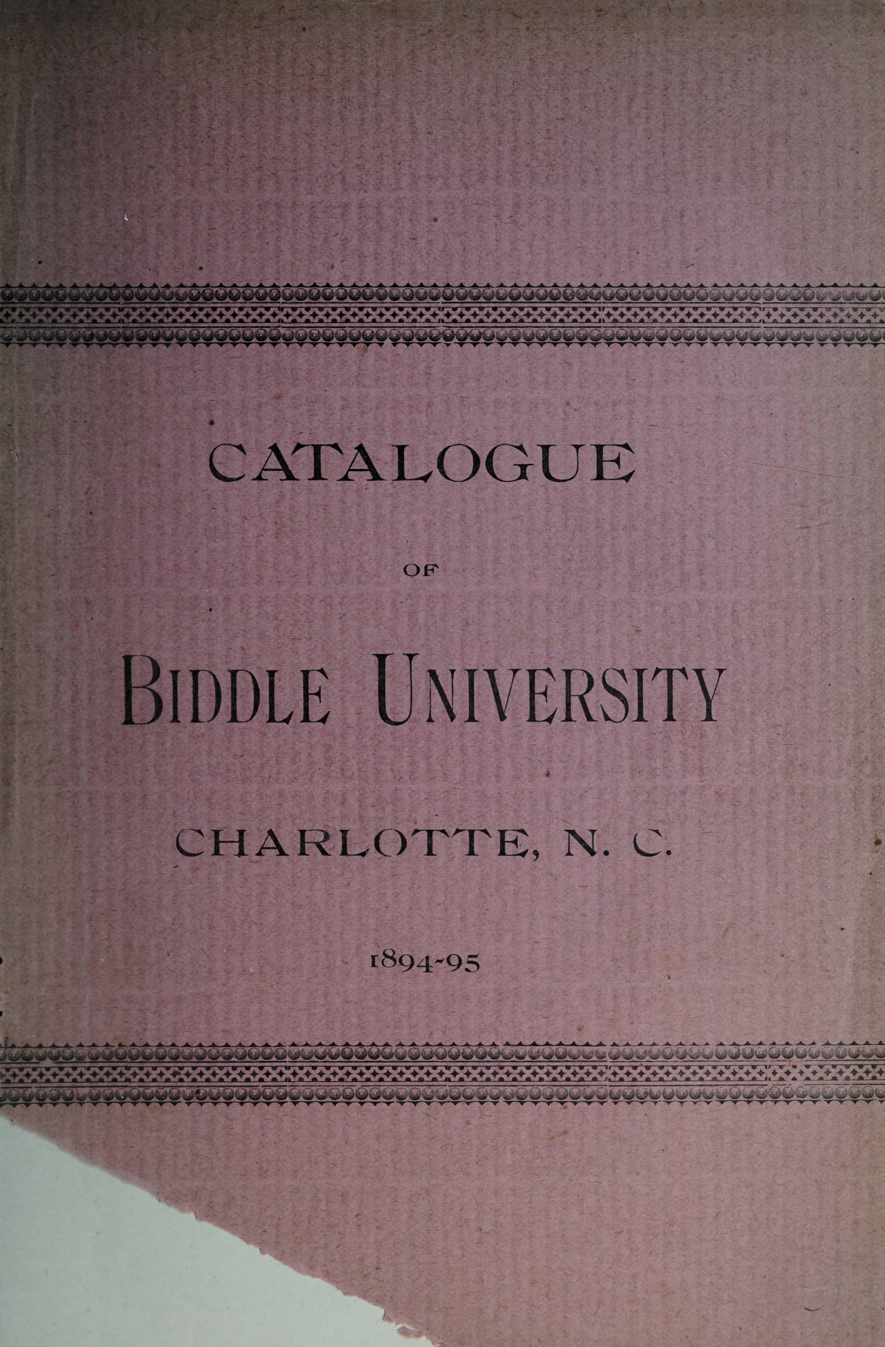 Catalogue of Biddle University [1894-1895]